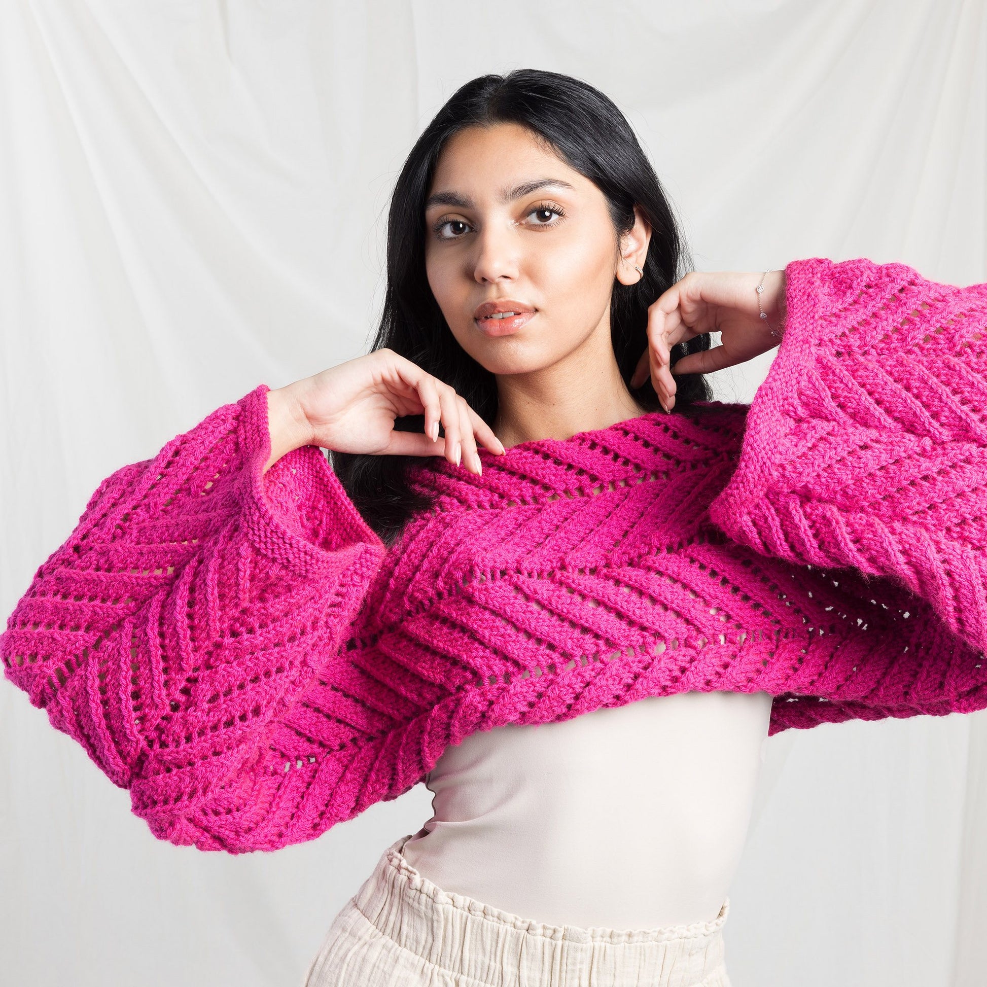Free Easy Red Heart Sunray Panels Knit Shrug Pattern | Yarnspirations