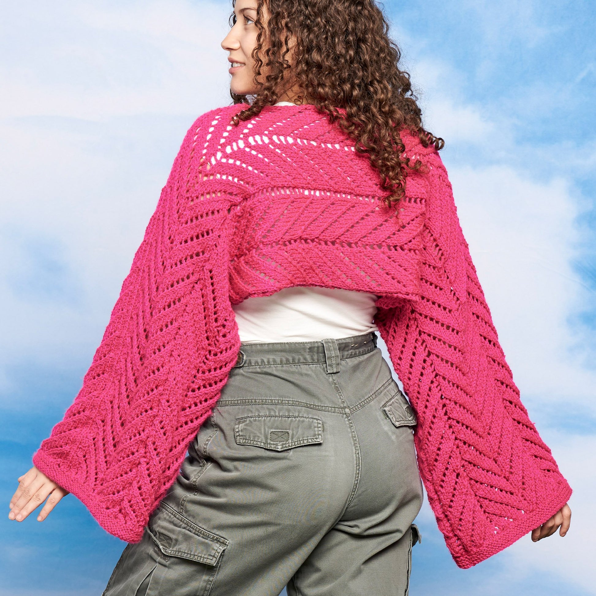 Free Easy Red Heart Sunray Panels Knit Shrug Pattern | Yarnspirations