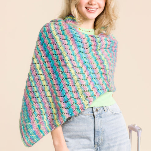 Free Red Heart Knit Lacy Waves Wrap Pattern | Yarnspirations