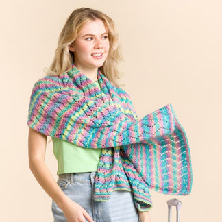 Free Red Heart Knit Lacy Waves Wrap Pattern | Yarnspirations