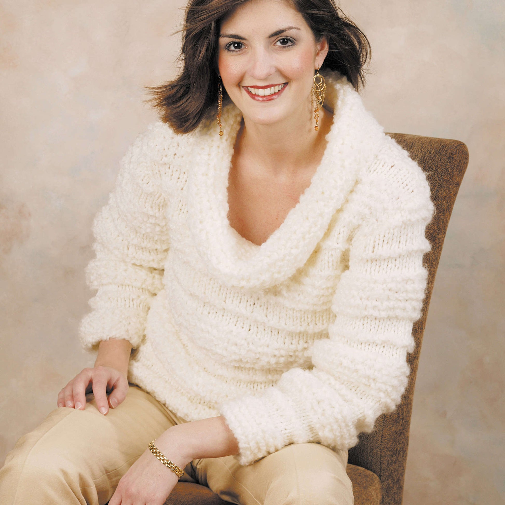 Free Easy Red Heart Fluffy Cowl Neck Sweater Knitting Pattern ...