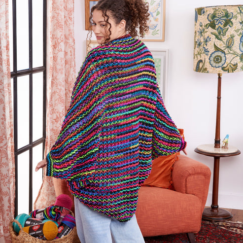 Free Beginner Red Heart Spectrum Striped Snuggle Knit Cocoon Cardi Knit ...