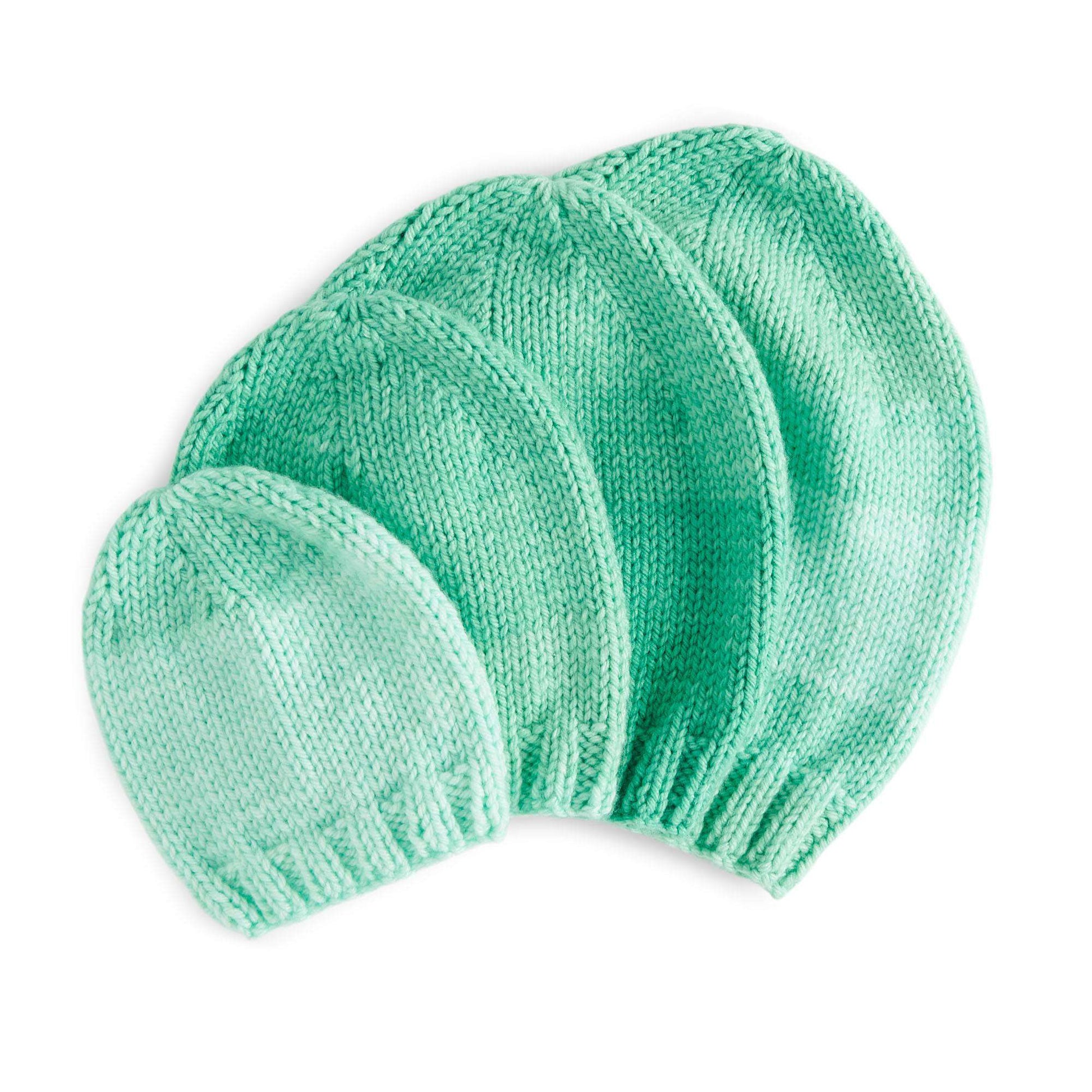 Free Easy Red Heart Preemie to Toddler Baby Hat Knitting Pattern ...