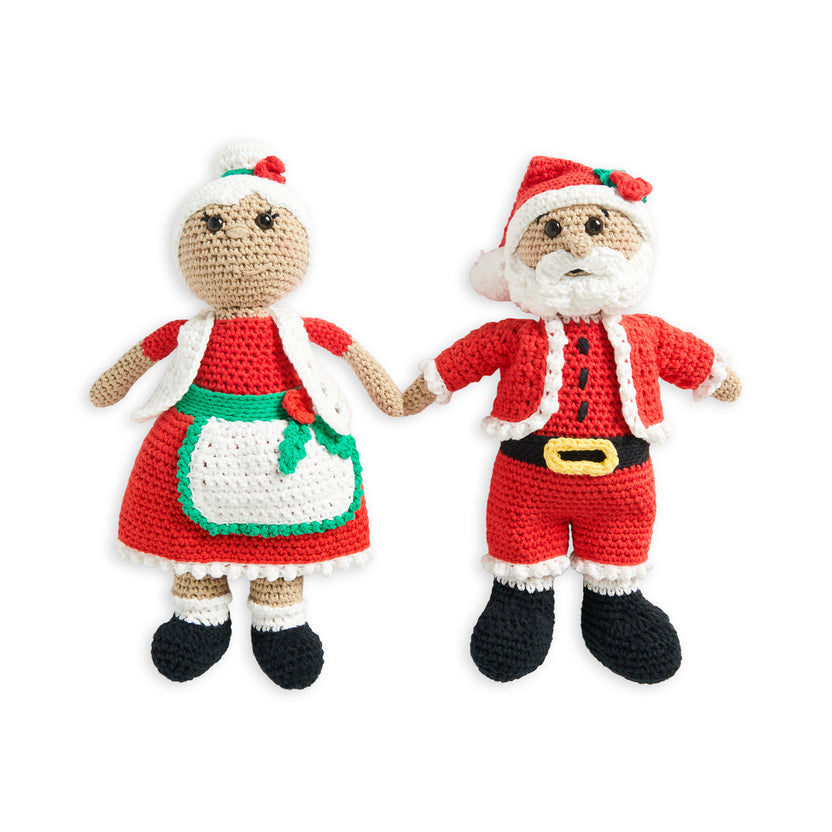 Free Easy Lily Crochet Santa & Mrs Claus Dolls Pattern | Yarnspirations