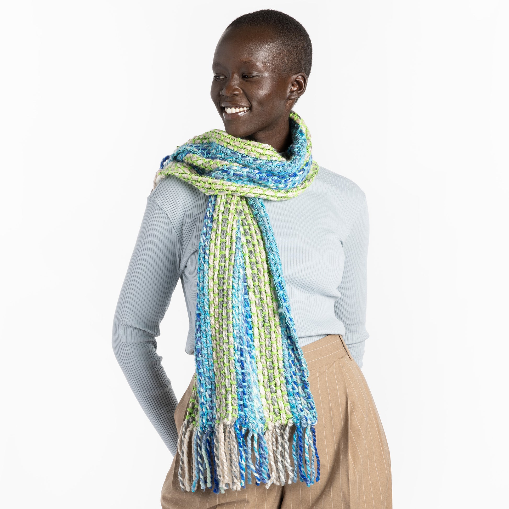 Bernat Striped Weaving Scarf Pattern | Yarnspirations