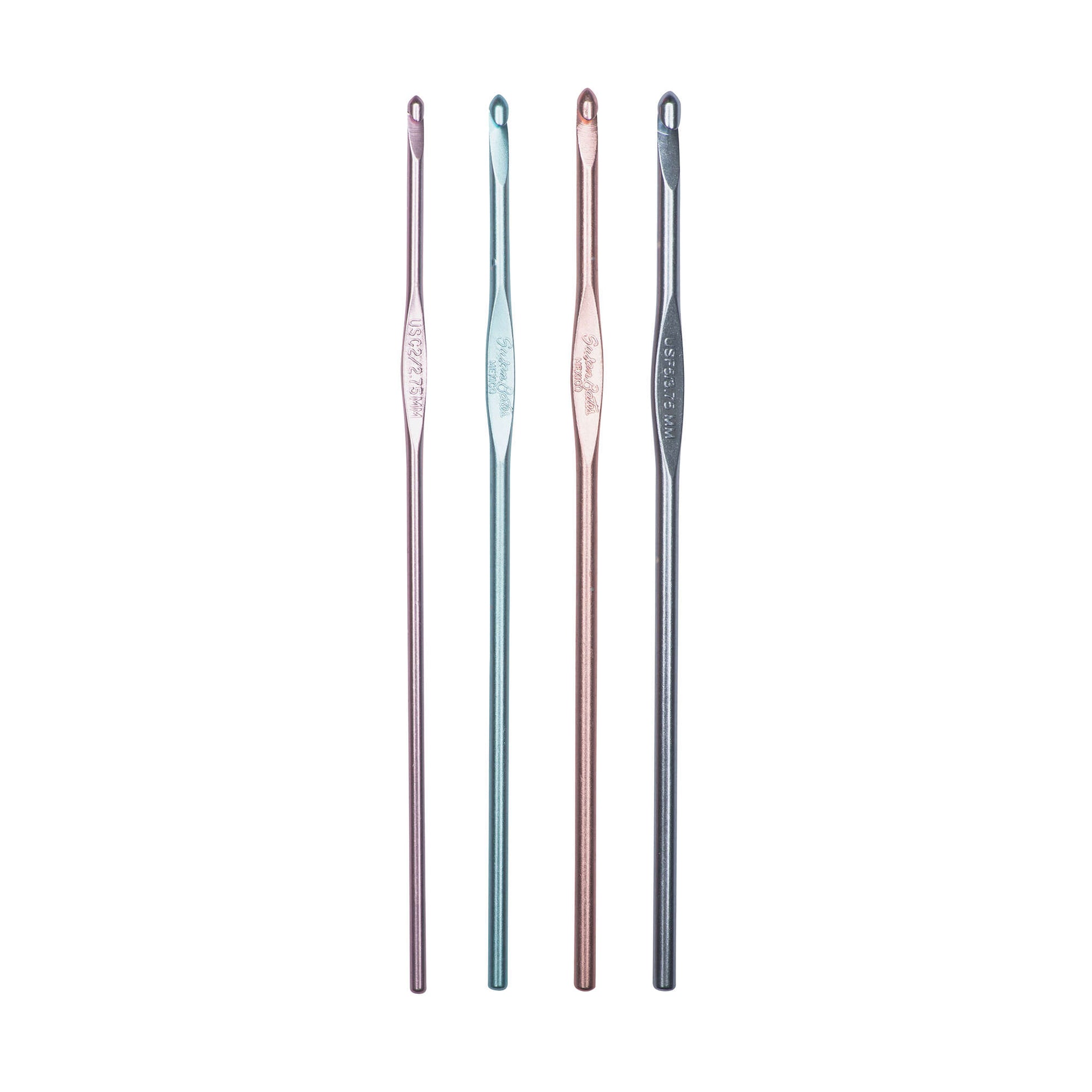 Susan Bates Silvalume Set of 4 Crochet Hooks, U.S. C/2, D/3, E/4, F/5 ...