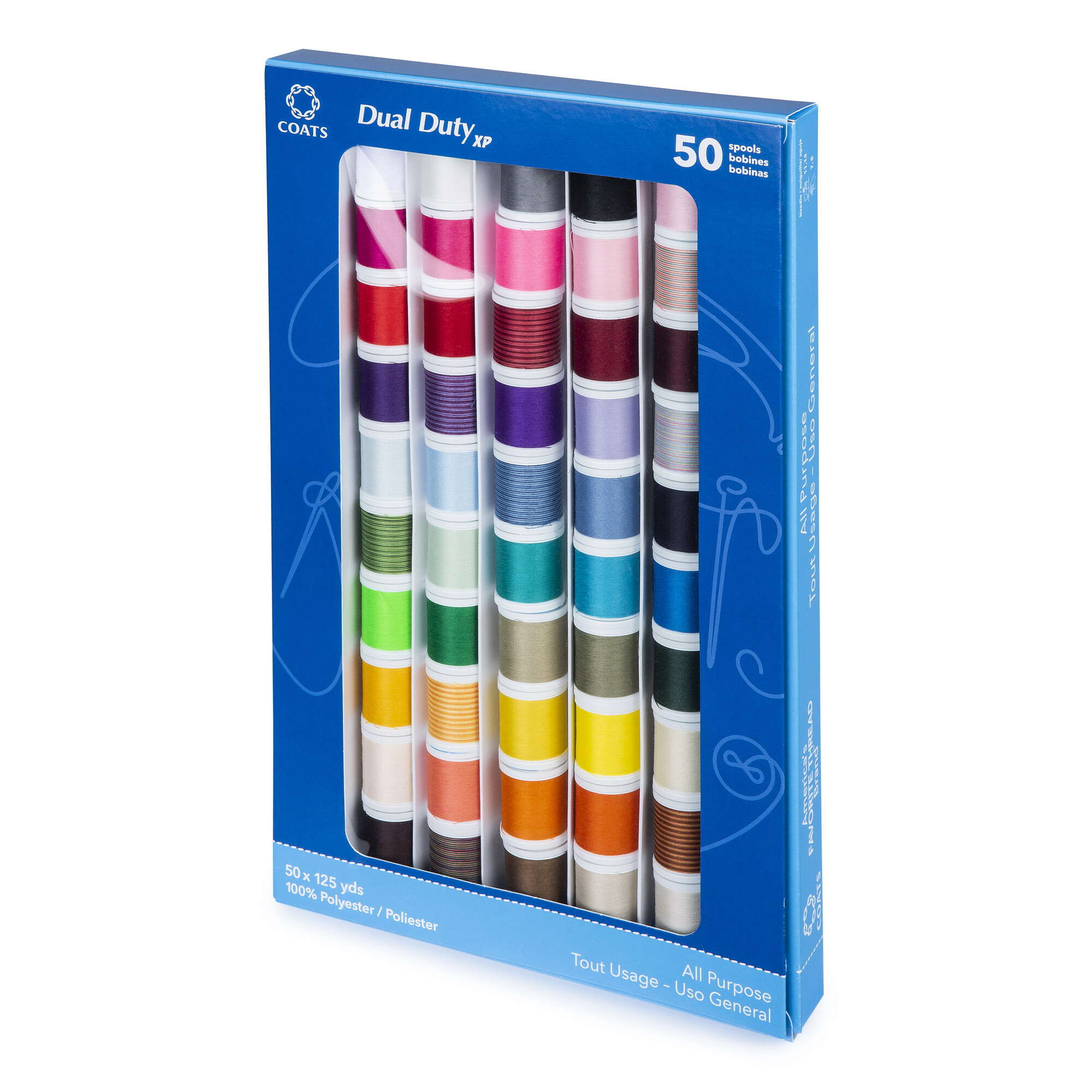 Coats & Clark Dual Duty XP General Purpose Sewing Thread Set, 50 Spools ...