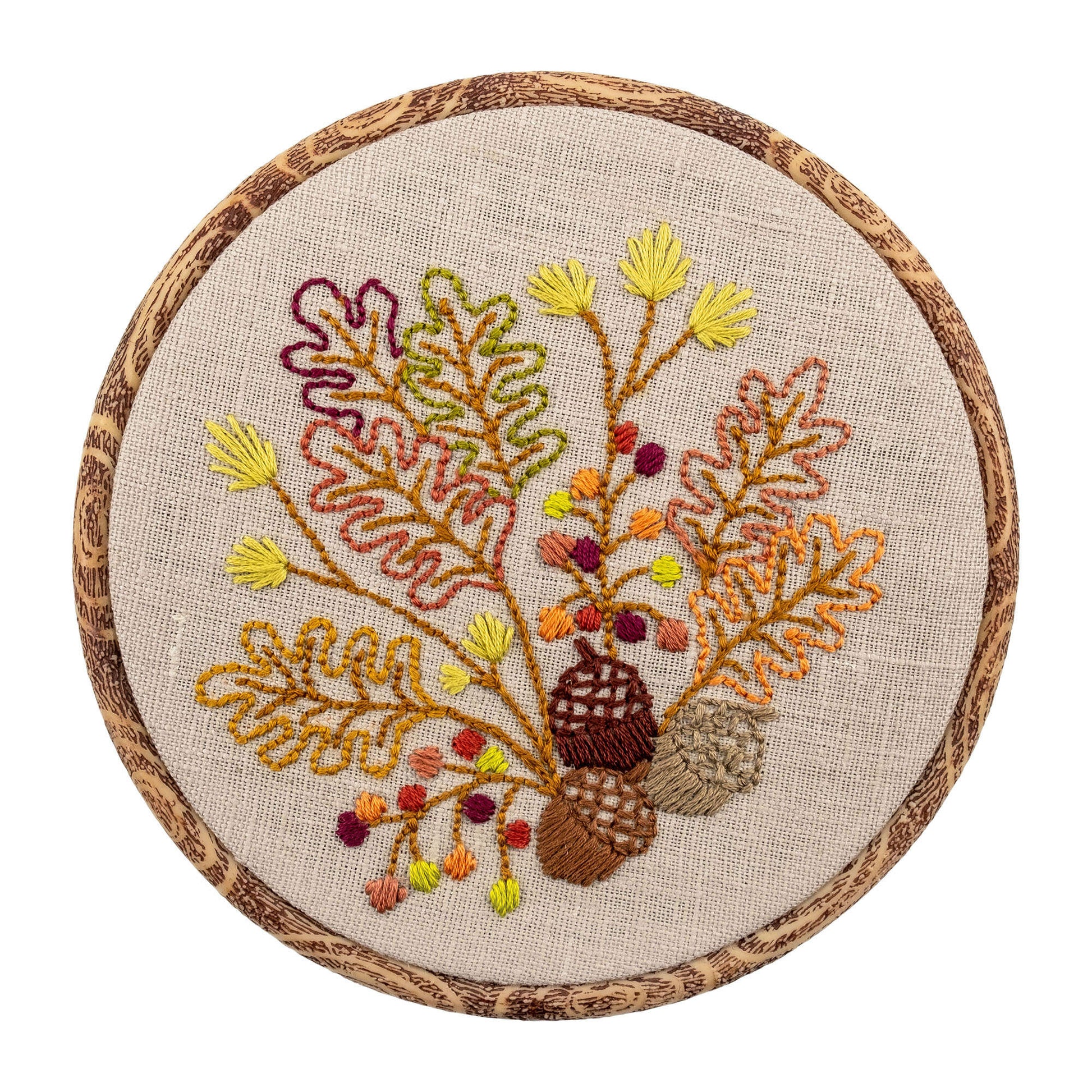 Free Anchor Leaves & Acorn Embroidery Design Pattern | Yarnspirations