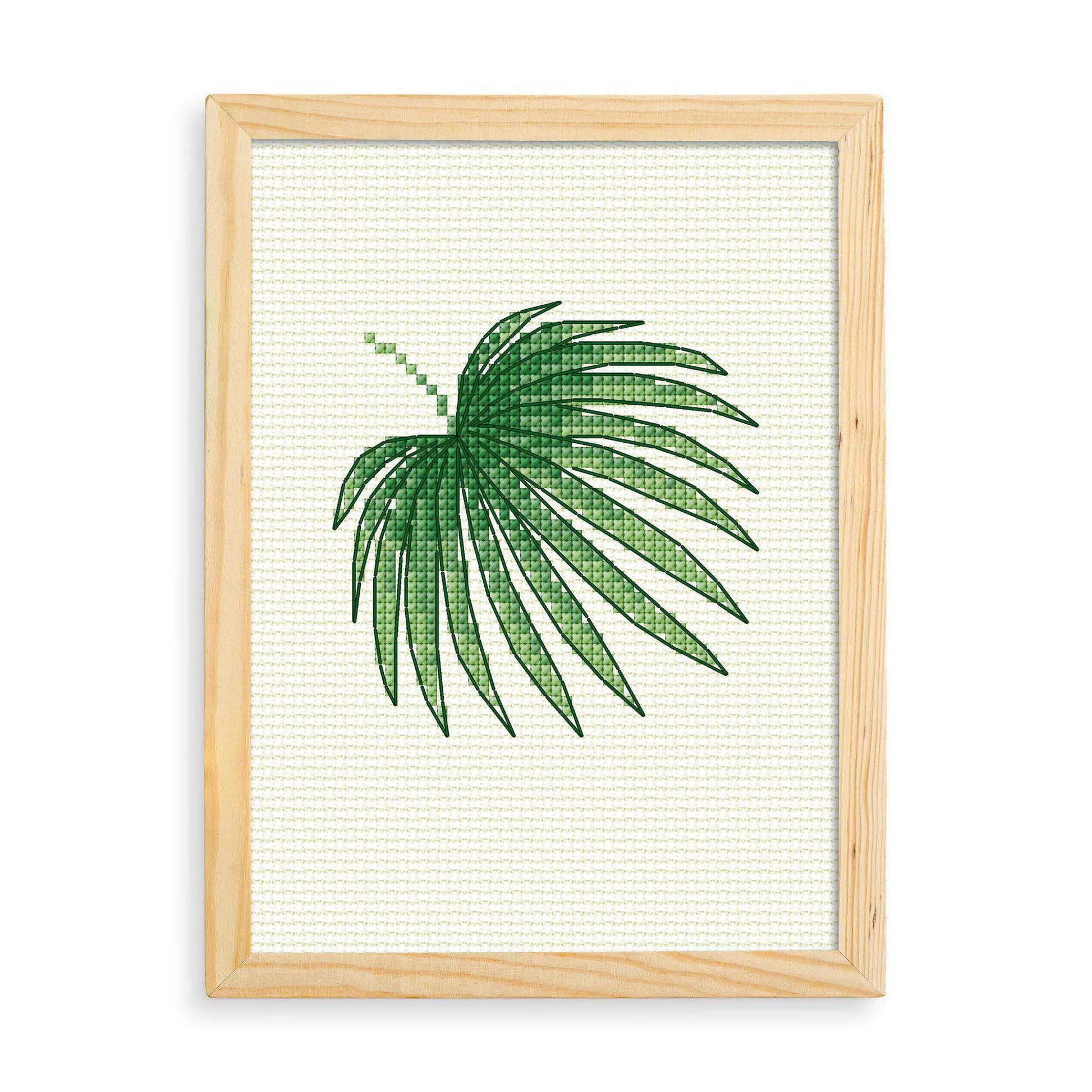 Free Easy Anchor Fan Palm Leaf Cross Stitch Design Embroidery Pattern ...