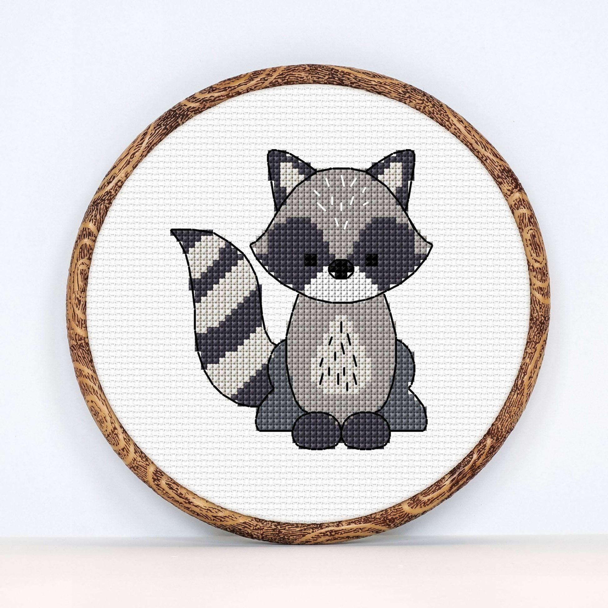 Free Easy Anchor Raccoon Cross Stitch Design Embroidery Pattern ...