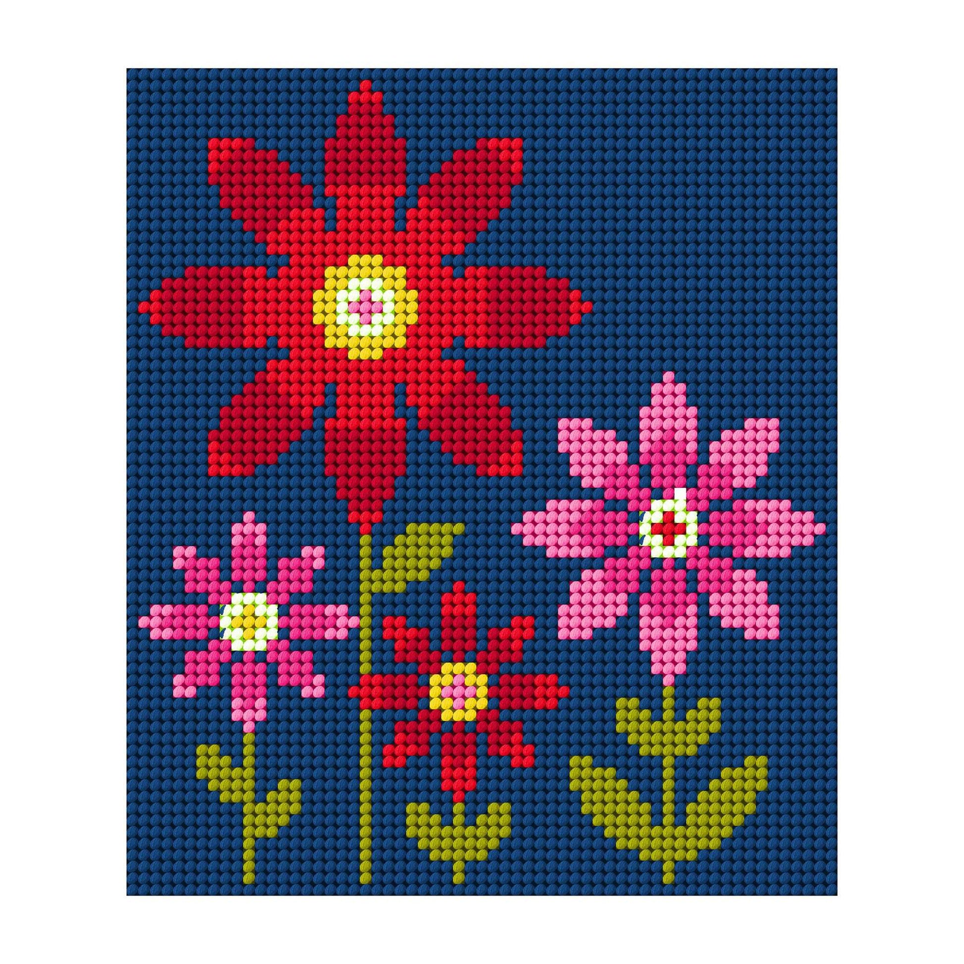 Free Easy Anchor Floral on Navy Tapestry Design Embroidery Pattern ...