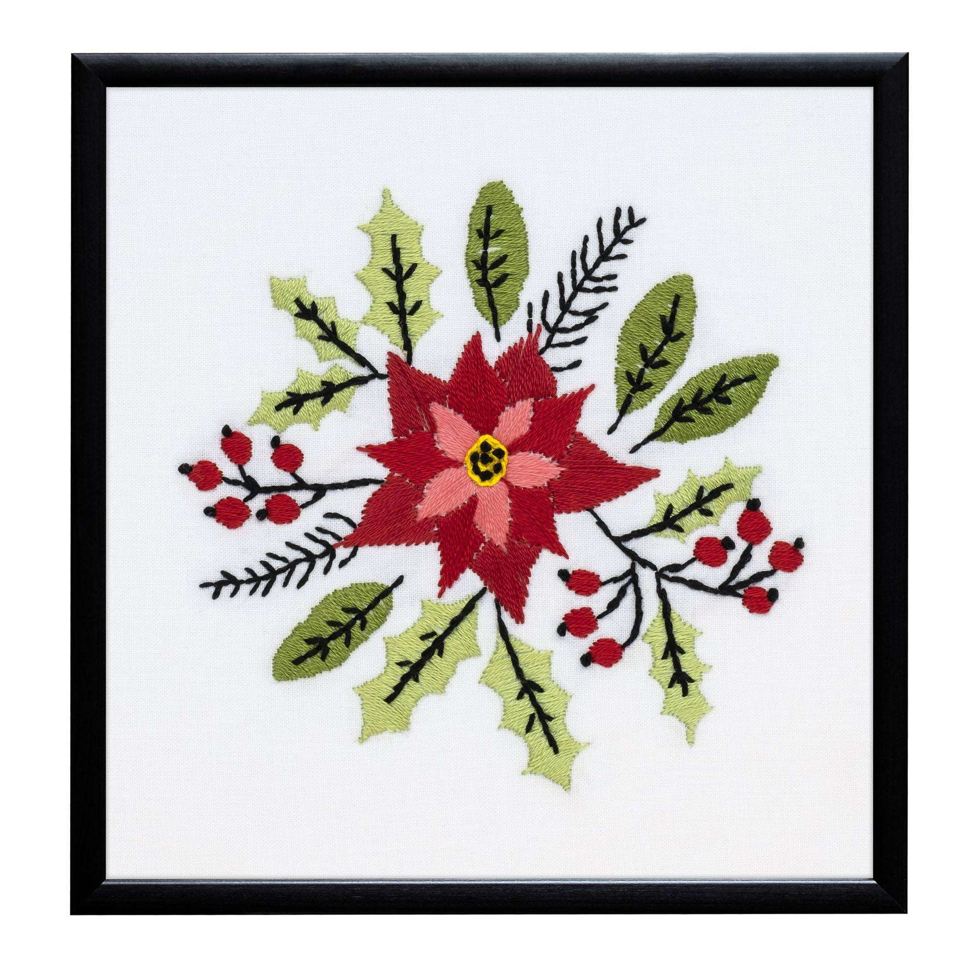 Free Anchor Lovely Poinsettia Embroidery Design Pattern | Yarnspirations