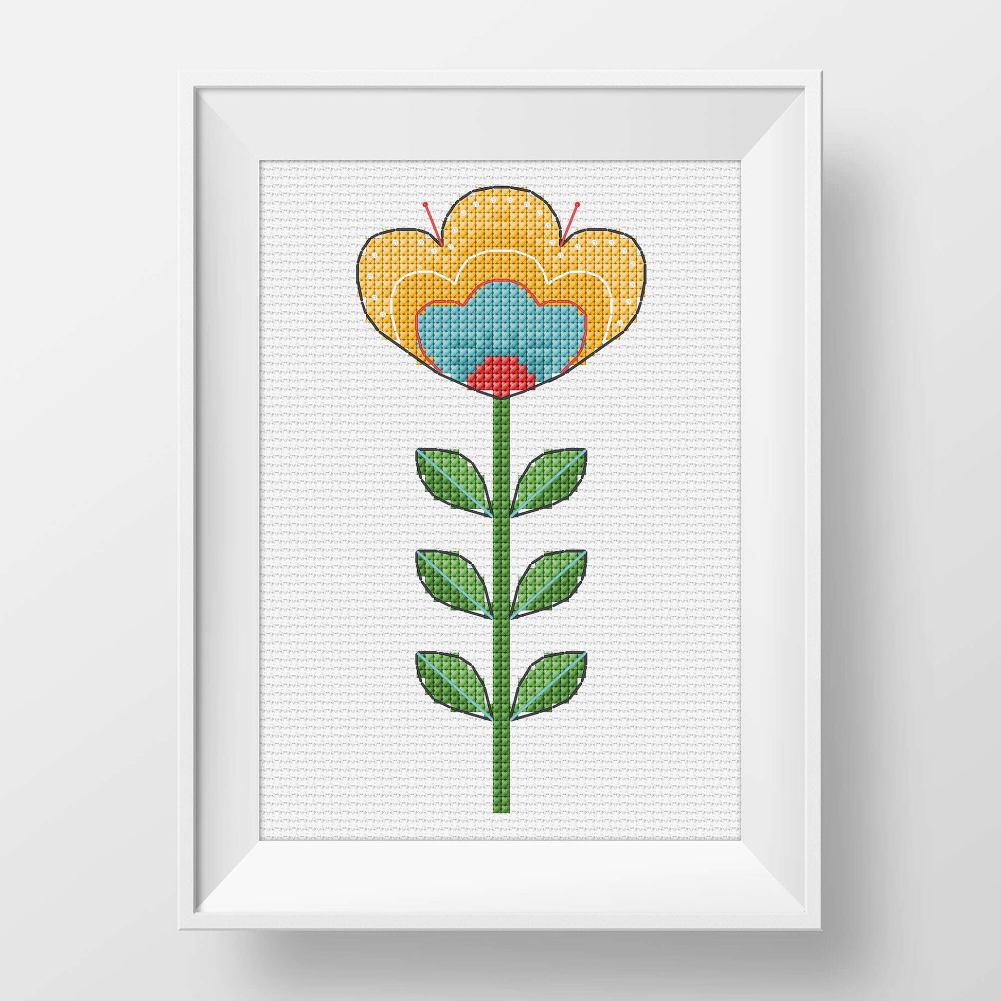 Free Beginner Anchor Yellow Scandinavian Flower Cross Stitch Design ...