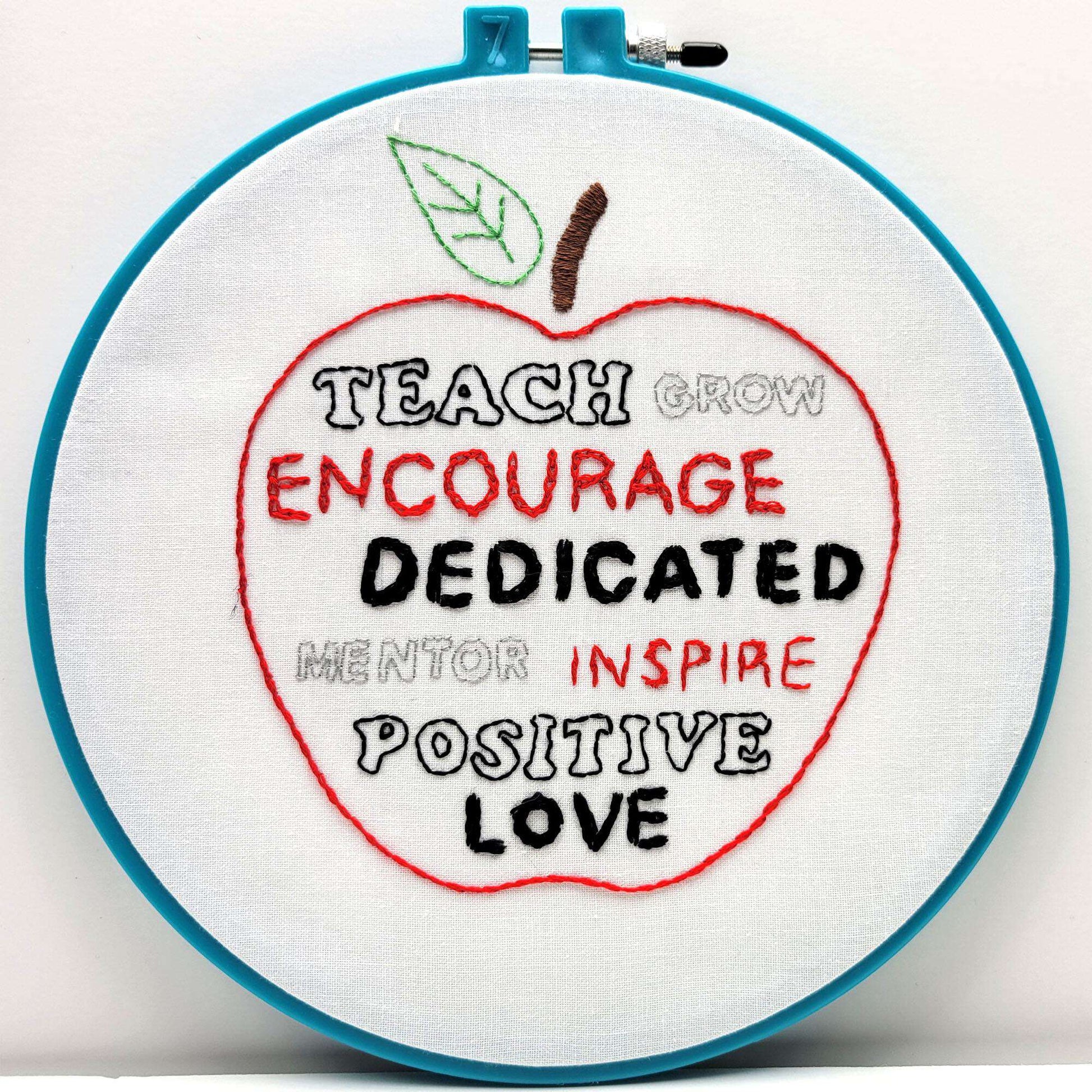 Free Anchor Teacher's Apple Hand Embroidery Pattern | Yarnspirations