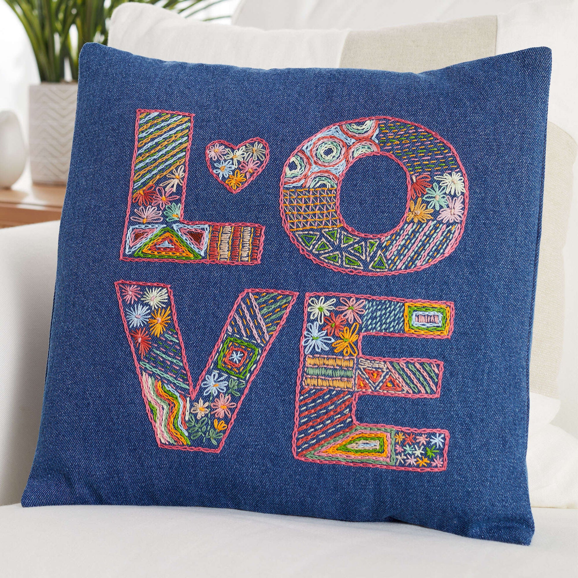 Free Beginner Anchor Hand Embroidered Love Pillow Embroidery Pattern ...