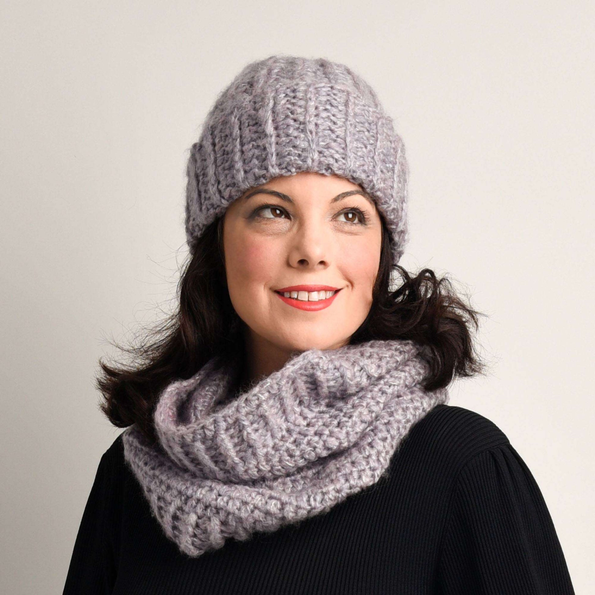 Free Easy Bernat Hat & Cowl Set Crochet Pattern | Yarnspirations