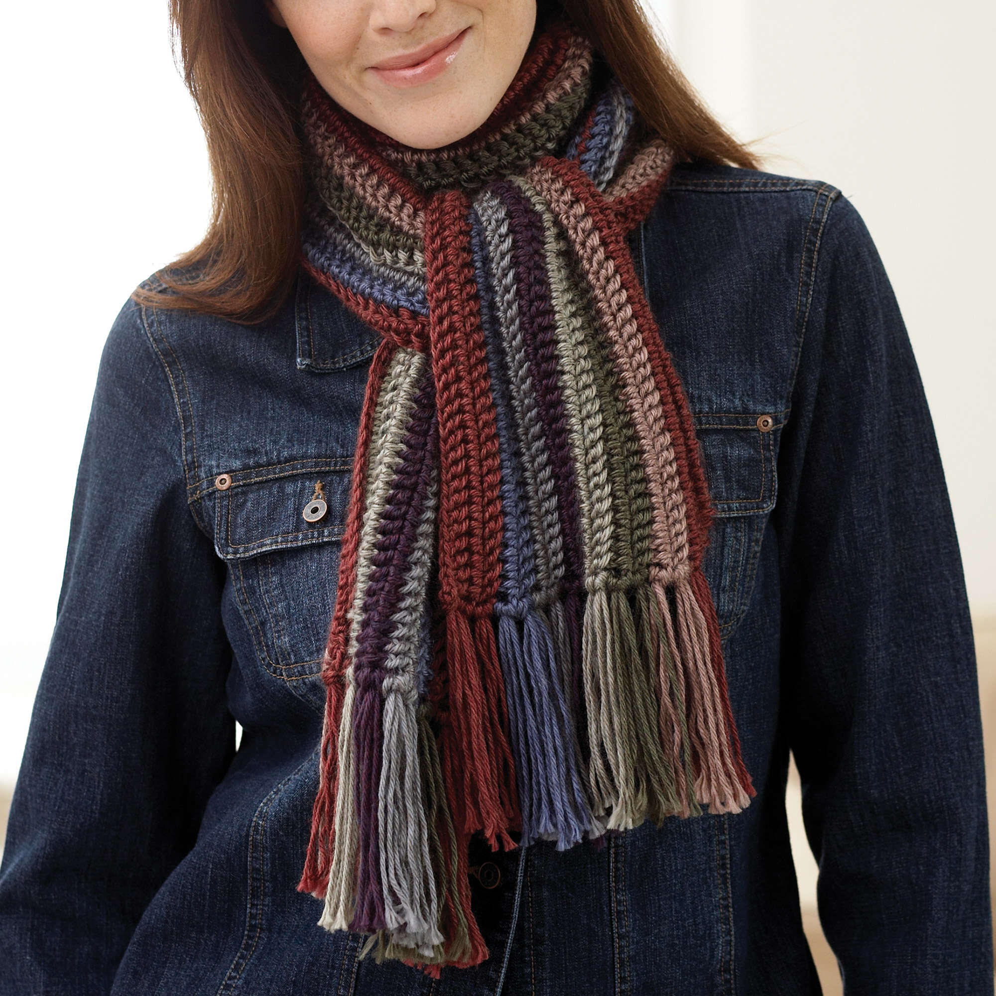 Free Easy Bernat Striped Scarf Crochet Pattern | Yarnspirations