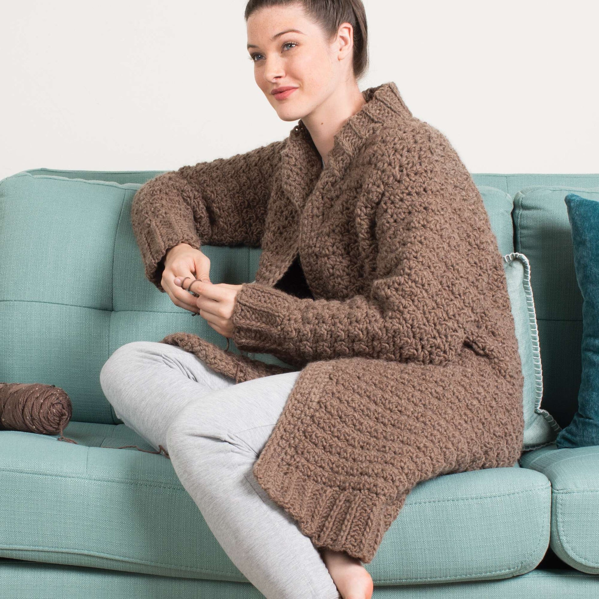 Free Bernat Slouchy Cardigan Crochet Pattern | Yarnspirations