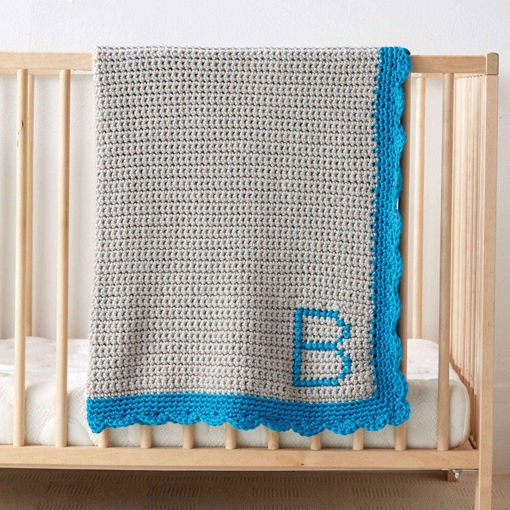 Free Easy Bernat Monogram Baby Blanket Crochet Pattern | Yarnspirations