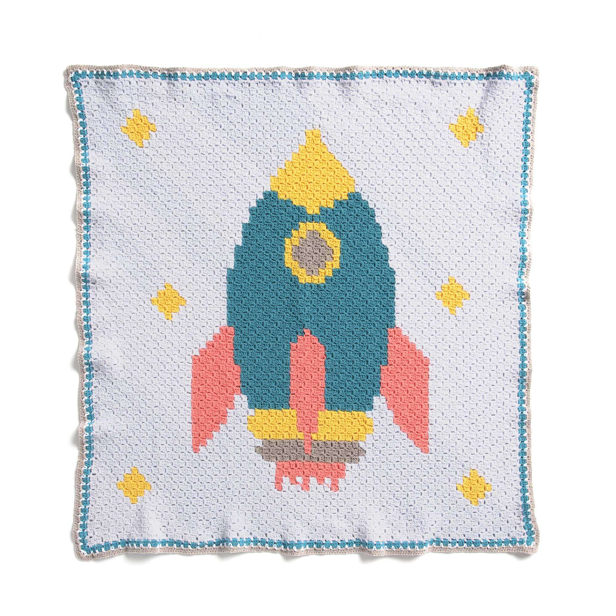 Free Bernat Rocketship Baby Blanket Crochet Pattern | Yarnspirations