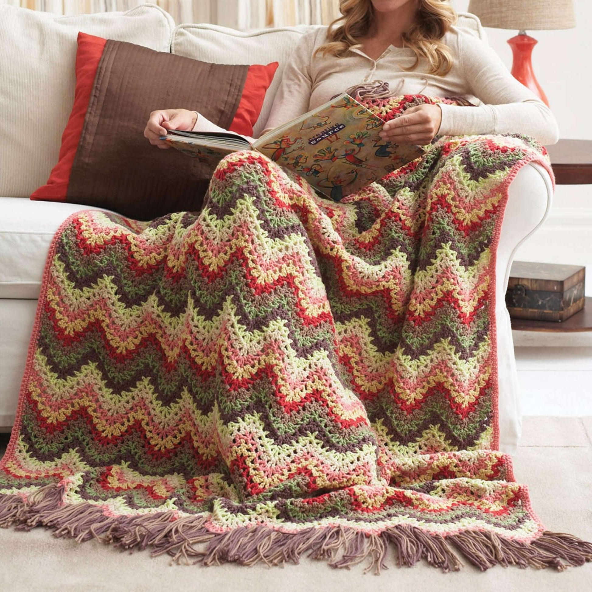Free Easy Bernat Eight Shades Ripple Afghan Crochet Pattern | Yarnspirations