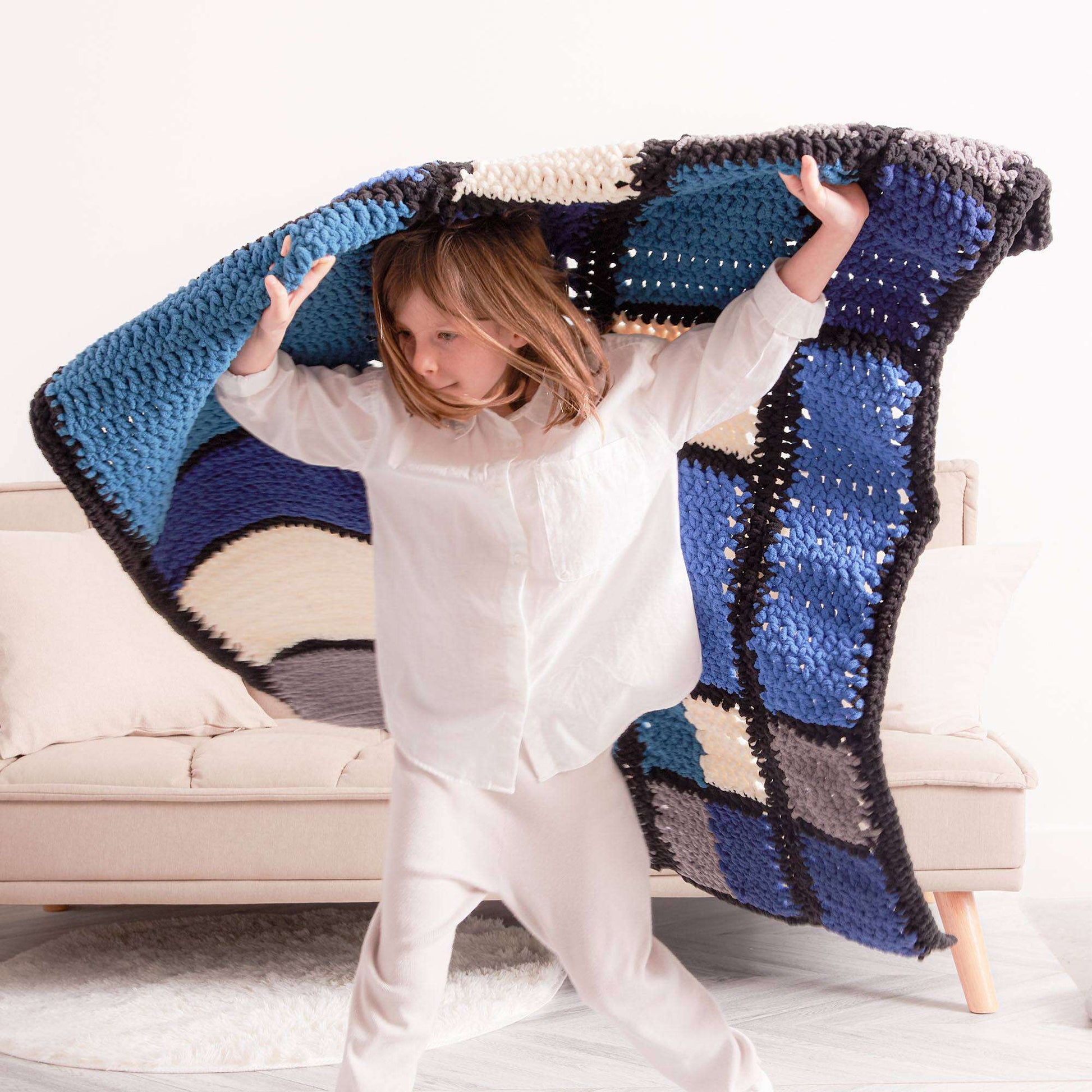 Bernat Crochet Geo Blocks Blanket | Yarnspirations