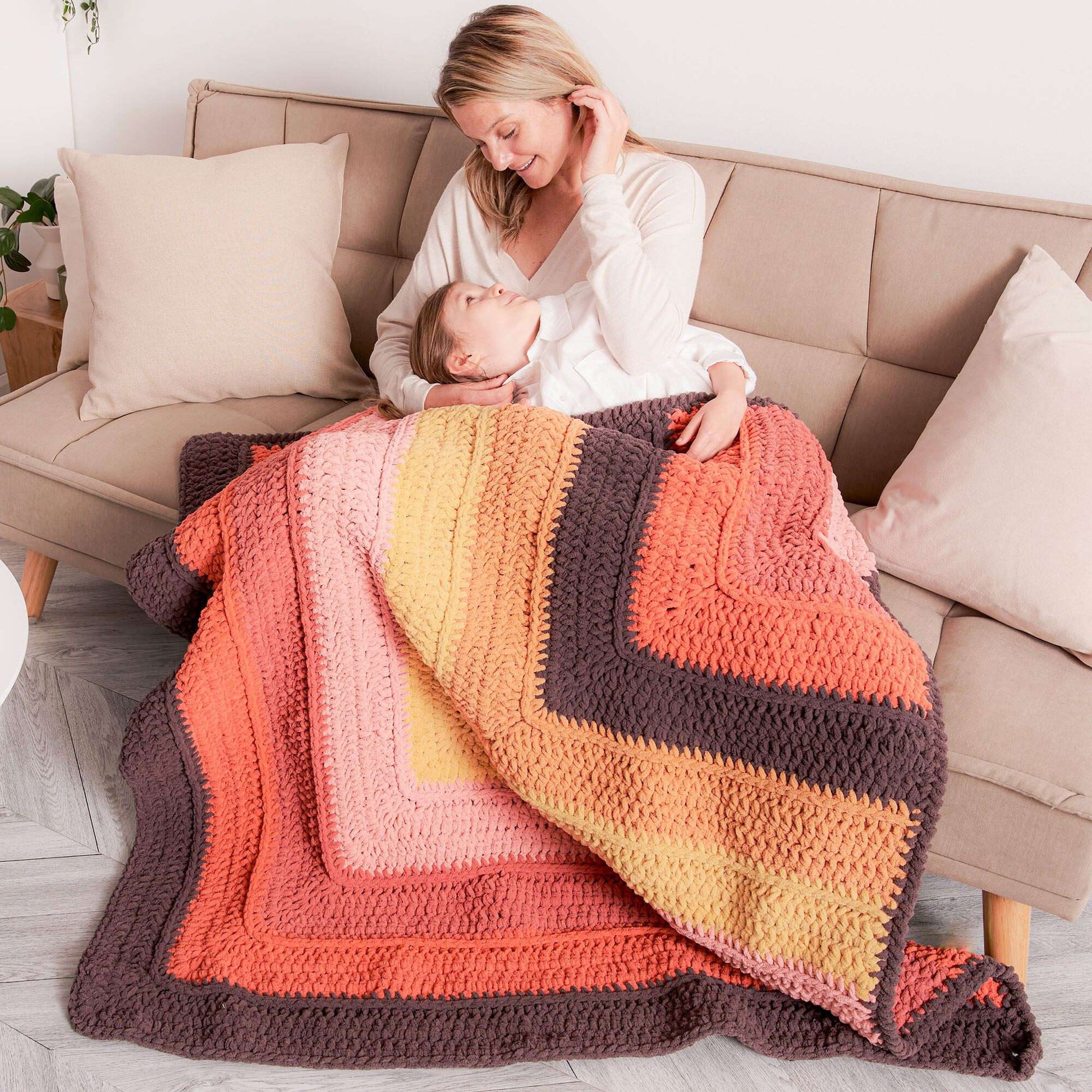 Bernat Striped Steps Crochet Blanket | Yarnspirations