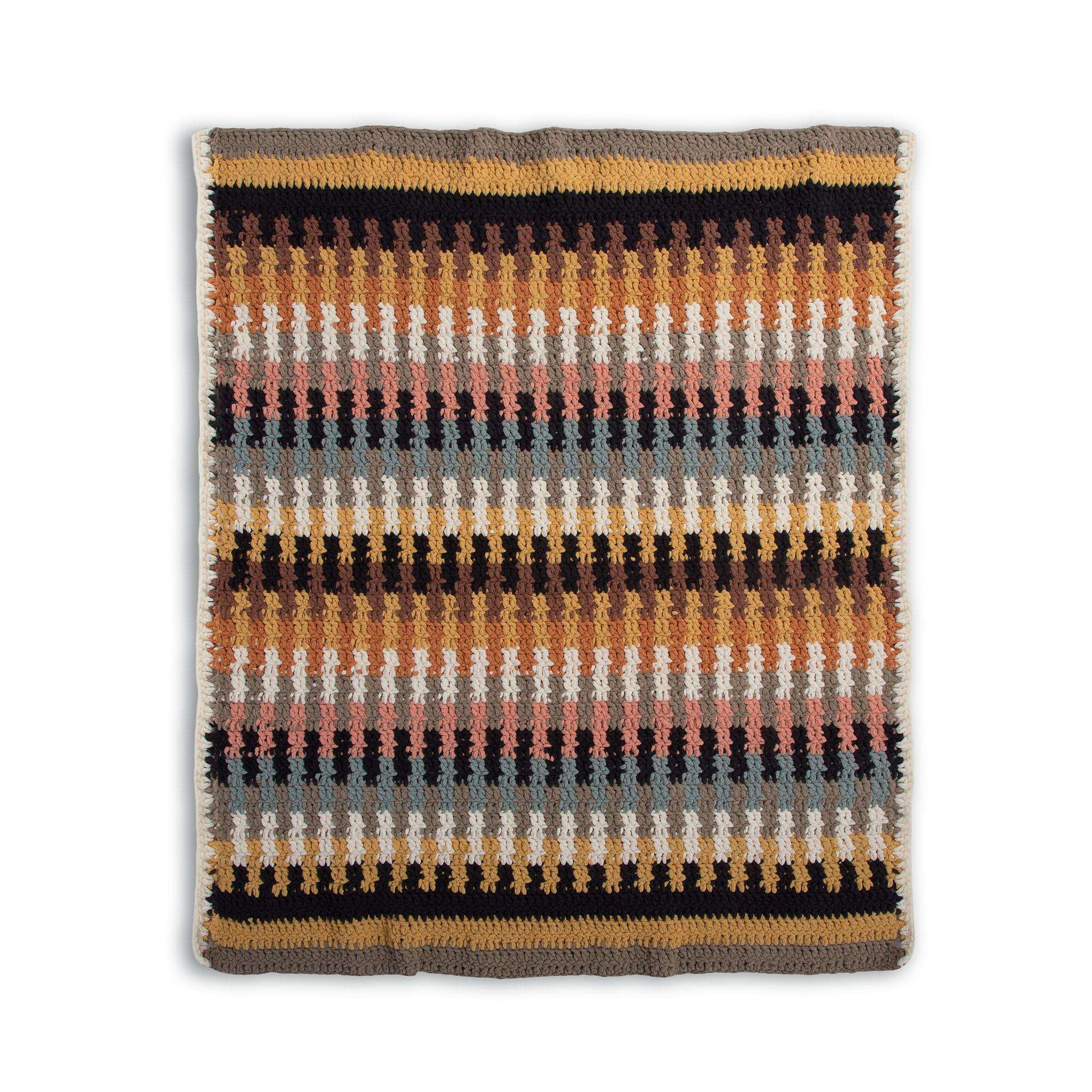 Free Easy Bernat Striped Blocks Blanket Crochet Pattern | Yarnspirations