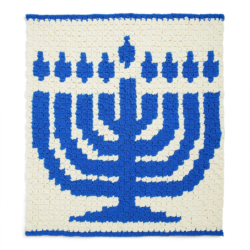 Free Bernat C2C Menorah Blanket Crochet Pattern | Yarnspirations