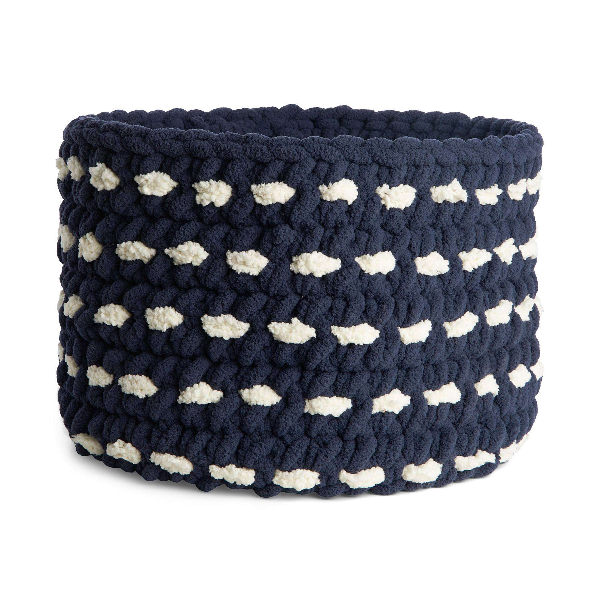 Free Easy Bernat Fluffy Puffs Basket Crochet Pattern | Yarnspirations