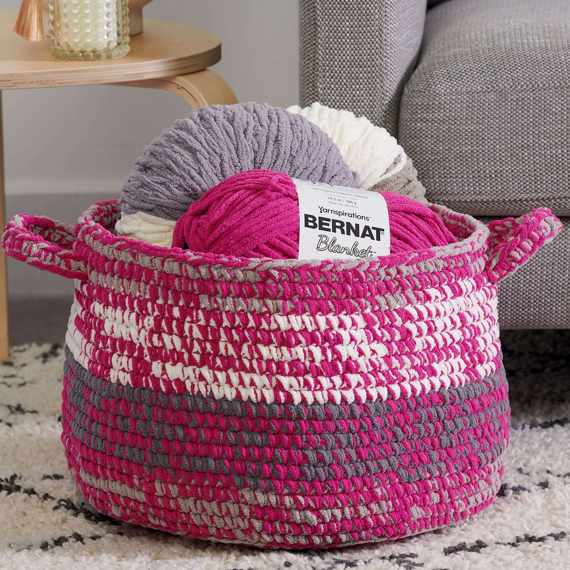 Free Easy Bernat O'Go Marled Stripes Basket Crochet Pattern ...