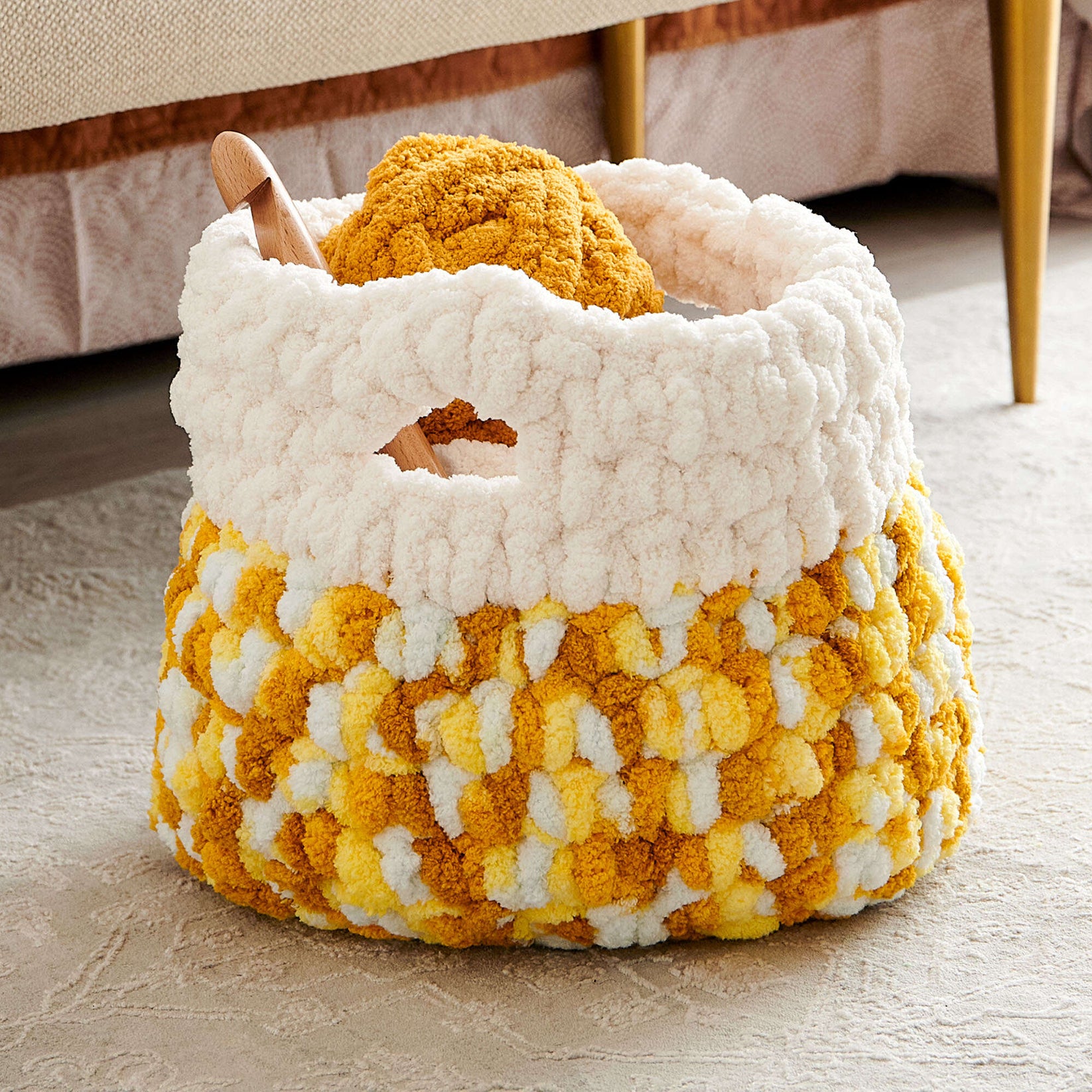 Free Easy Bernat Sunrise Basket Crochet Pattern | Yarnspirations