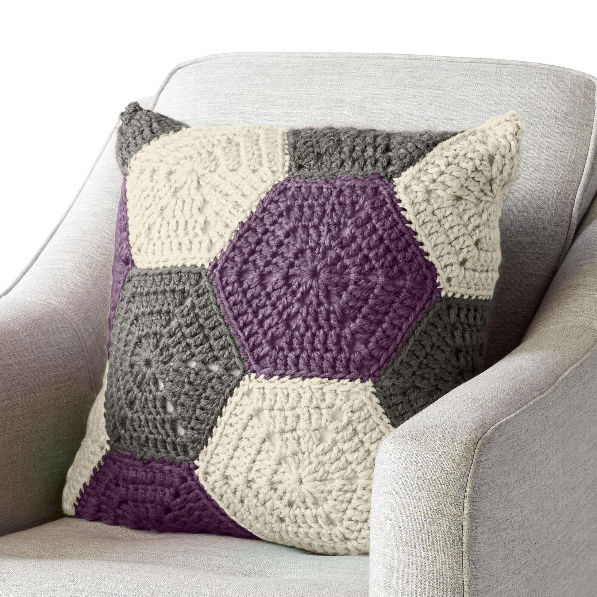 Free Easy Bernat Granny Hexagon Pillow Crochet Pattern | Yarnspirations