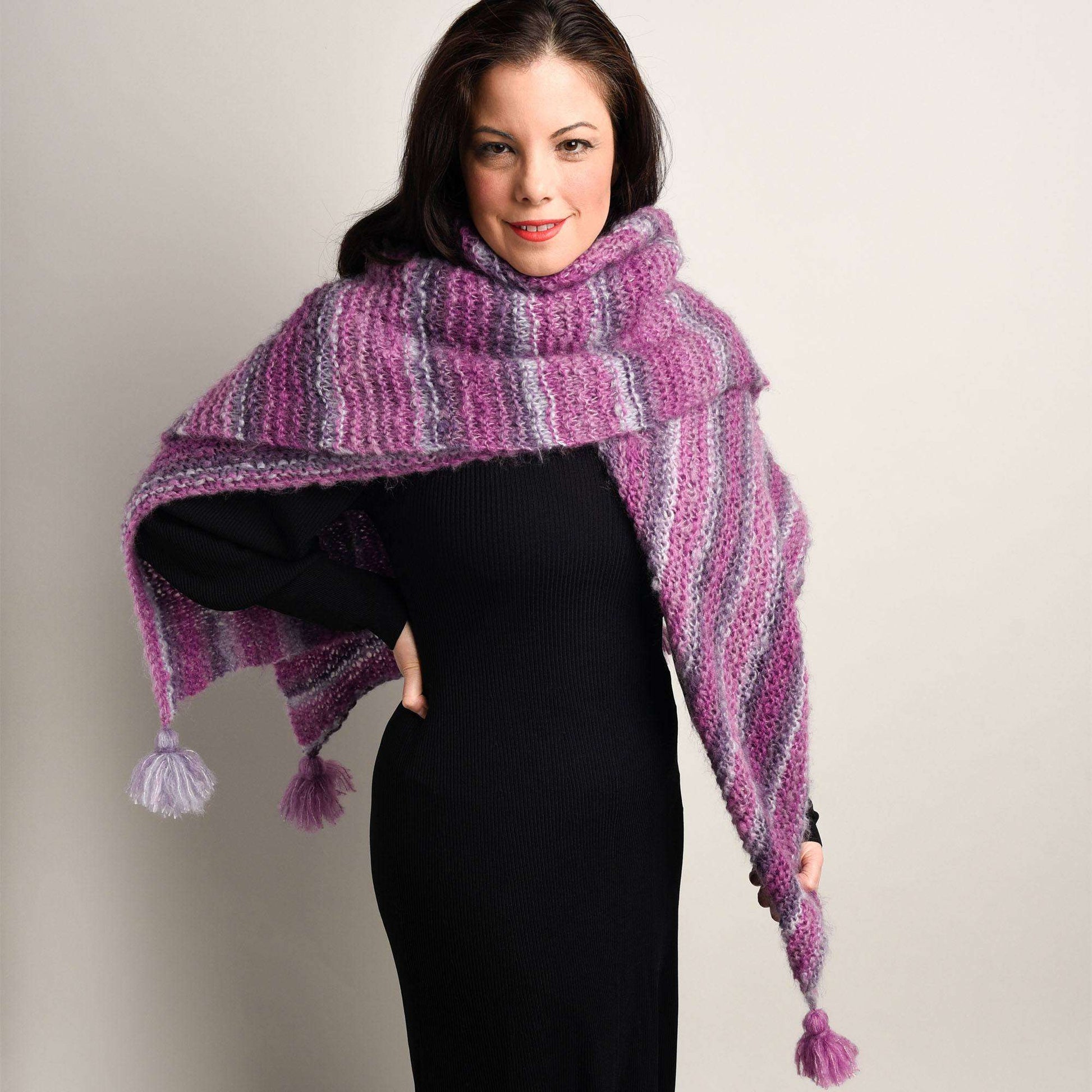 Free Beginner Bernat Garter & Tassels Blanket Scarf Knitting Pattern ...