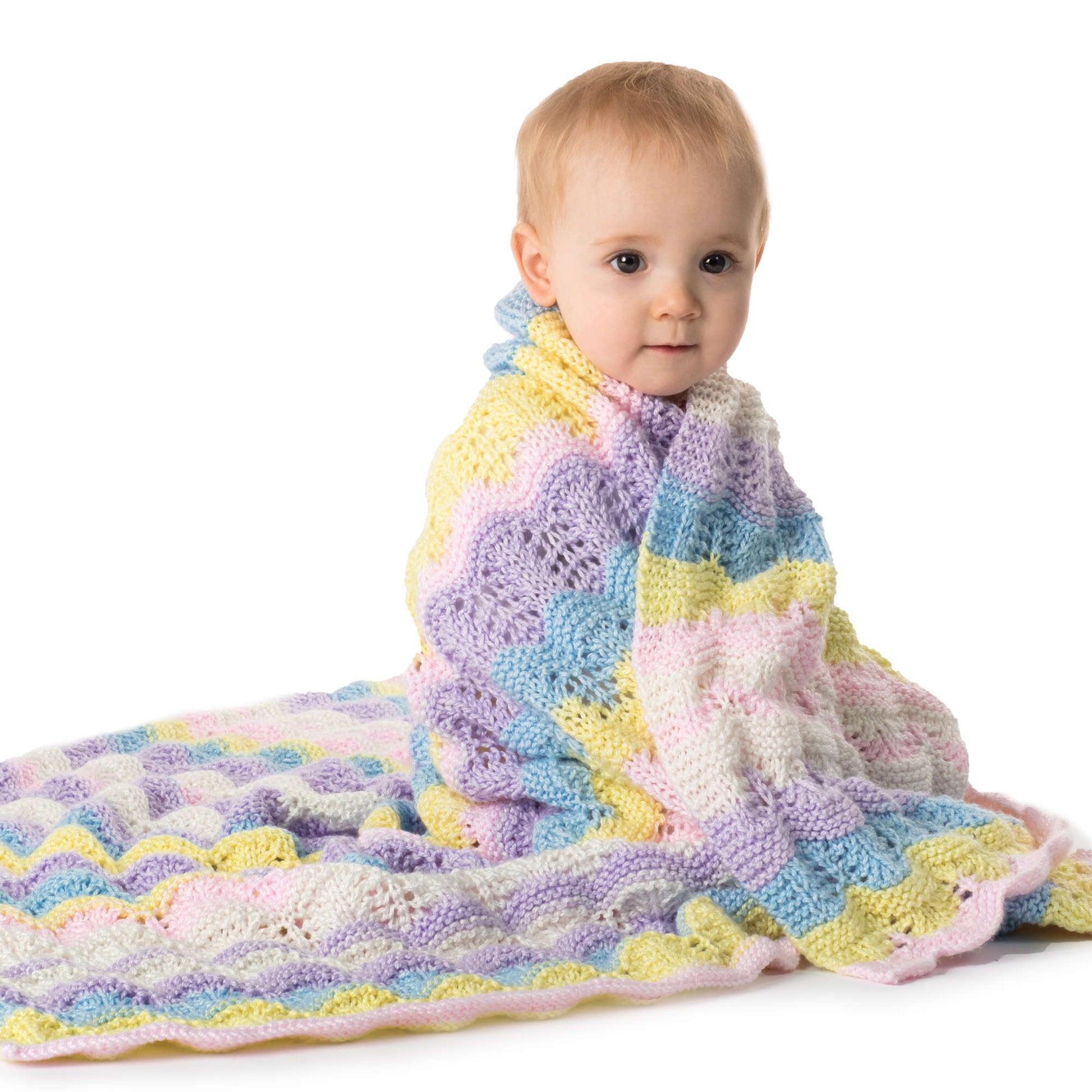 Free Easy Bernat Baby Ripples Blanket Knitting Pattern | Yarnspirations