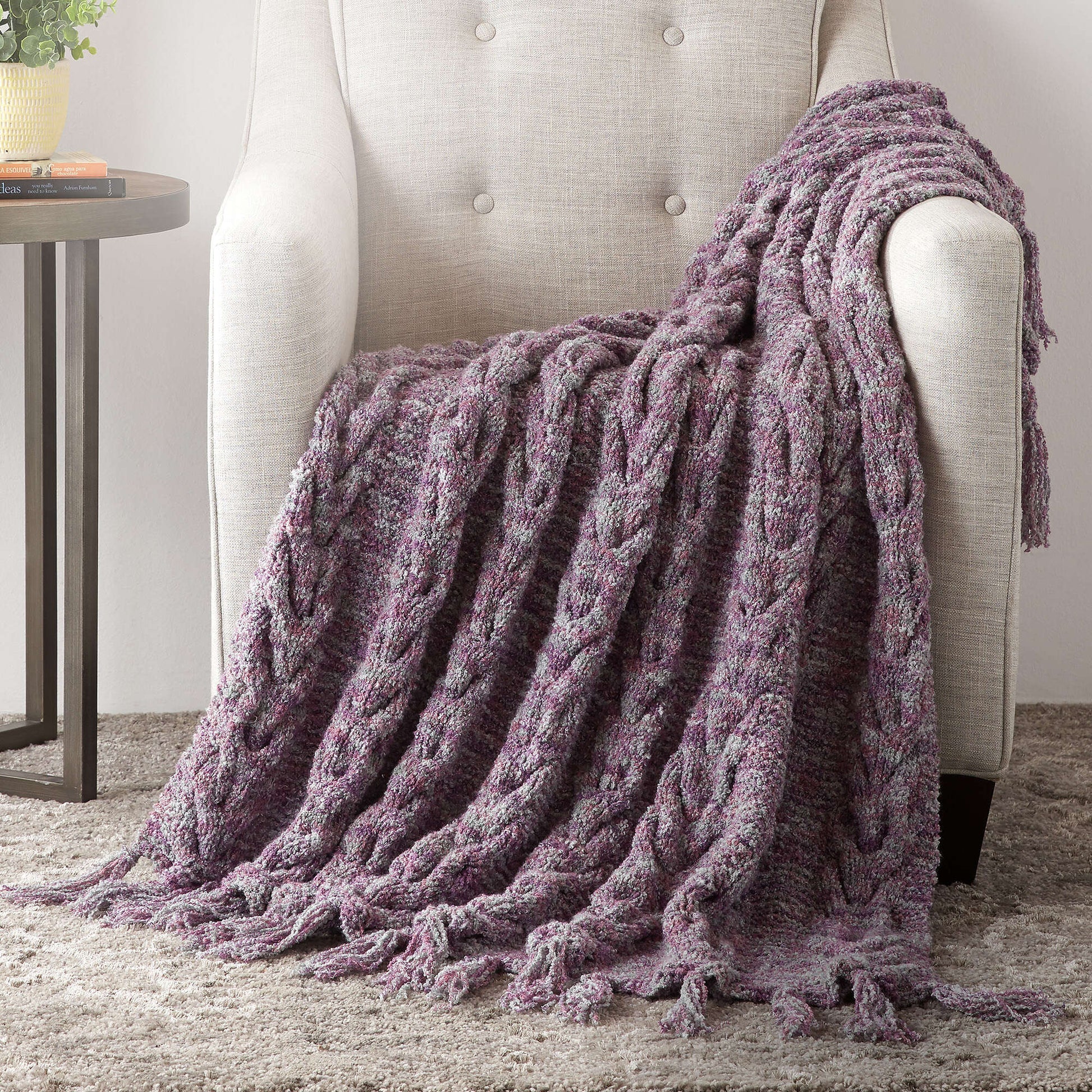 Free Bernat Cable & Garter Textures Blanket Knitting Pattern ...