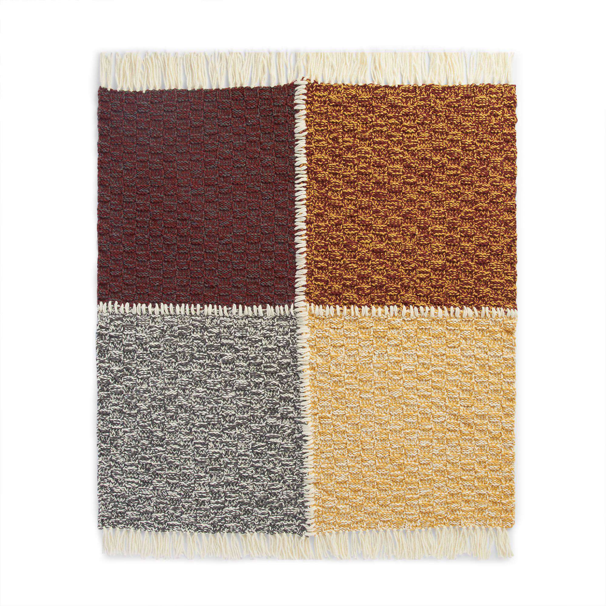 Free Easy Bernat Quadrant Patch Marled Blanket Knitting Pattern ...