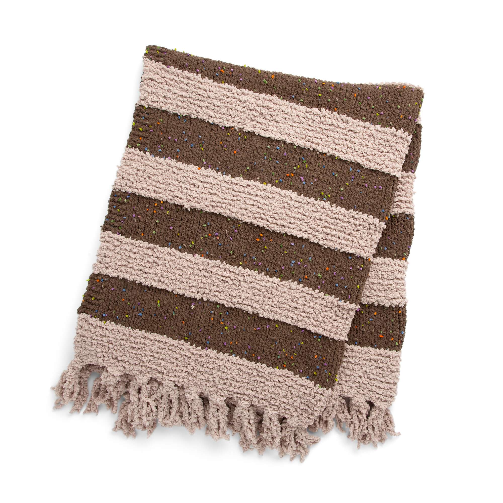 Free Beginner Bernat Let's Stripe it Cozy Throw Knitting Pattern ...