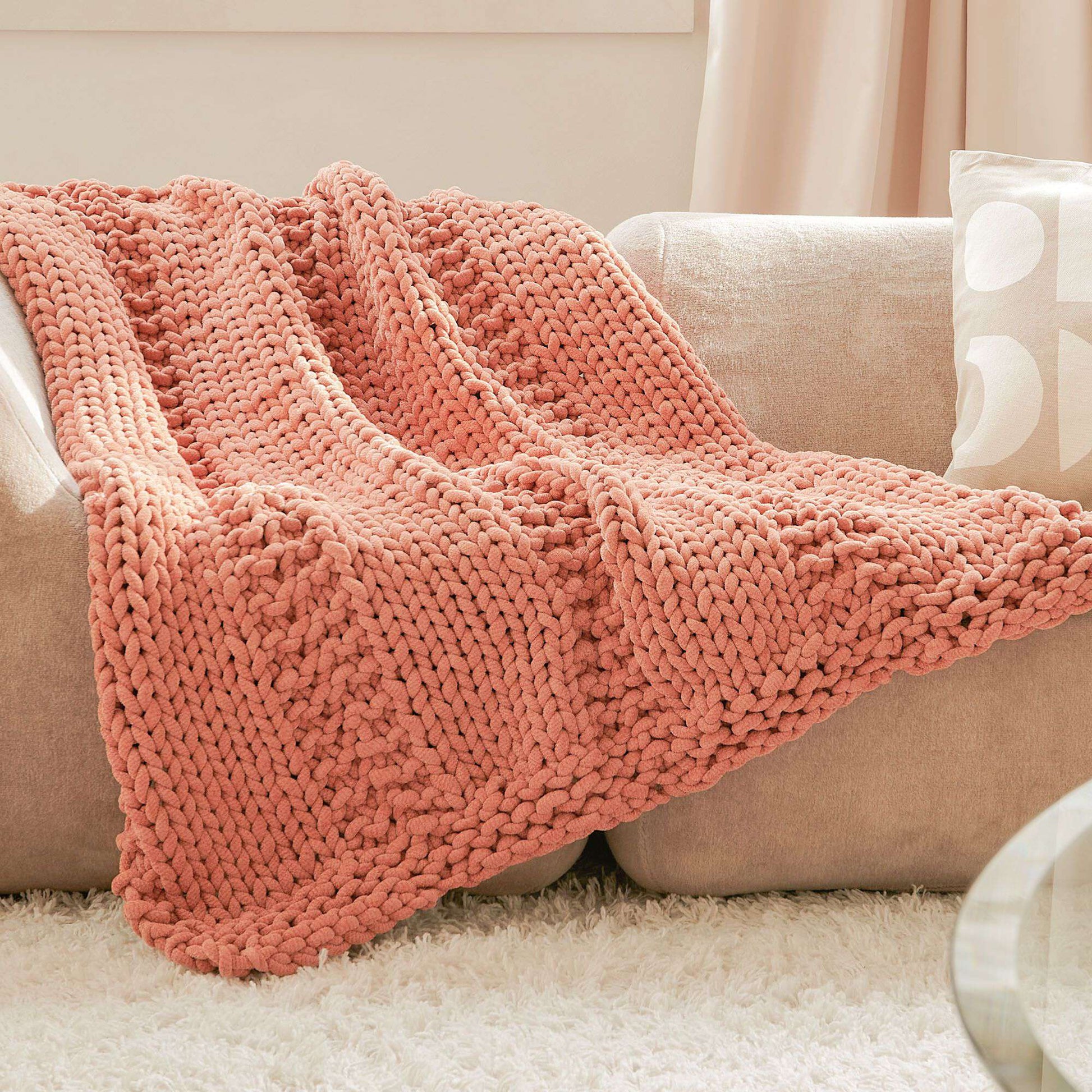 Free Beginner Bernat Straight Up Blanket Knitting Pattern | Yarnspirations