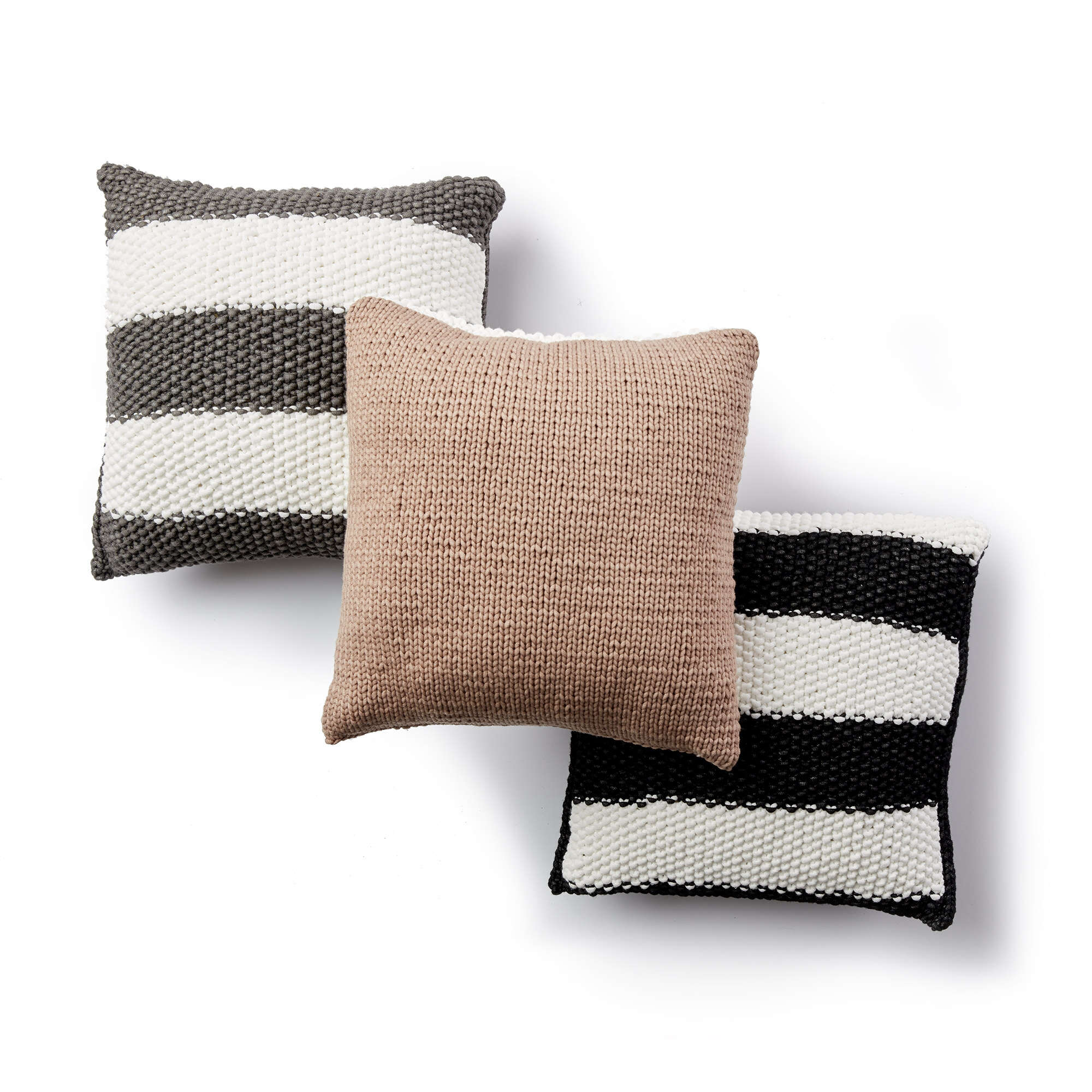 Free Beginner Bernat Striped Pillows Knitting Pattern | Yarnspirations