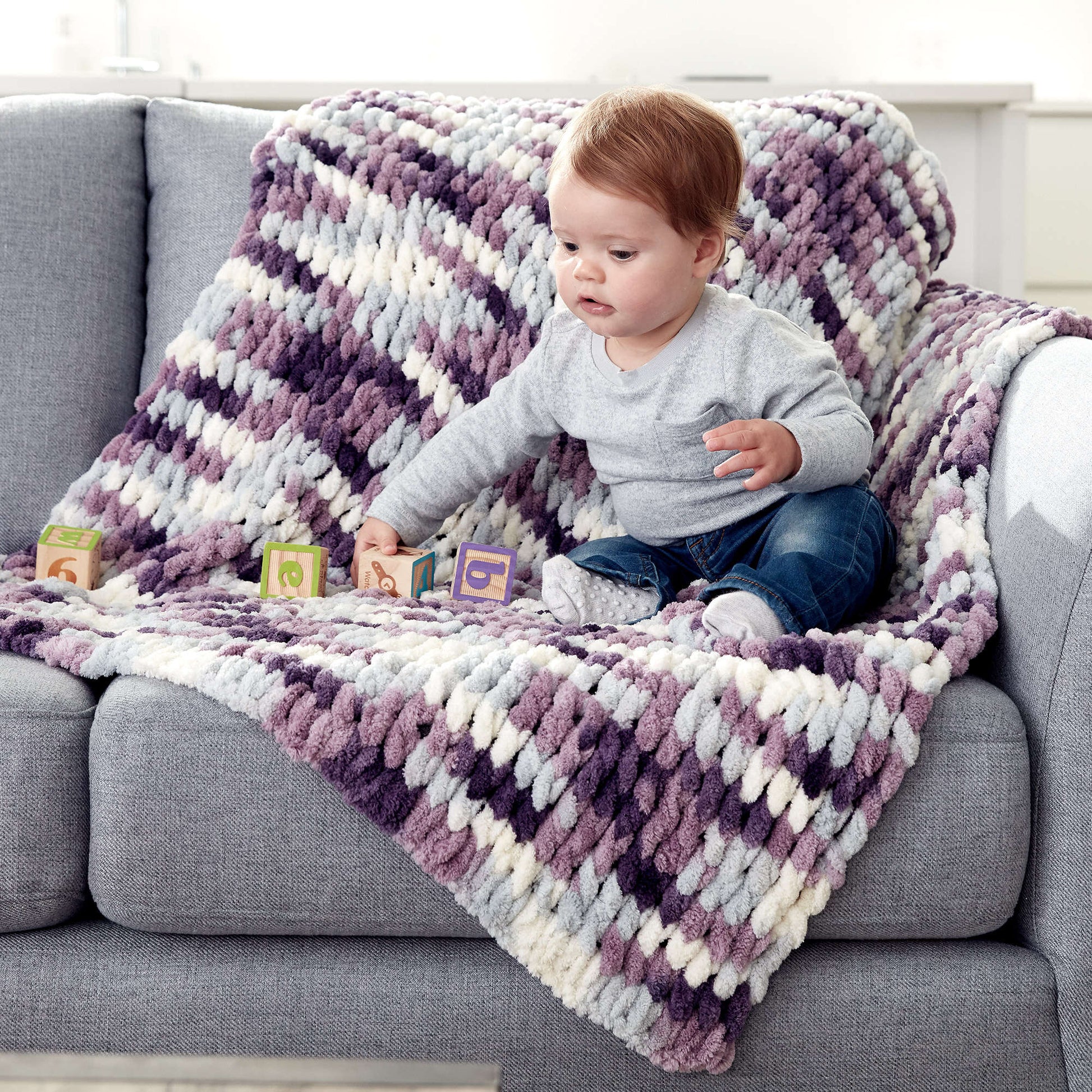 Free Beginner Bernat Alize EZ Baby Blanket Craft Pattern | Yarnspirations