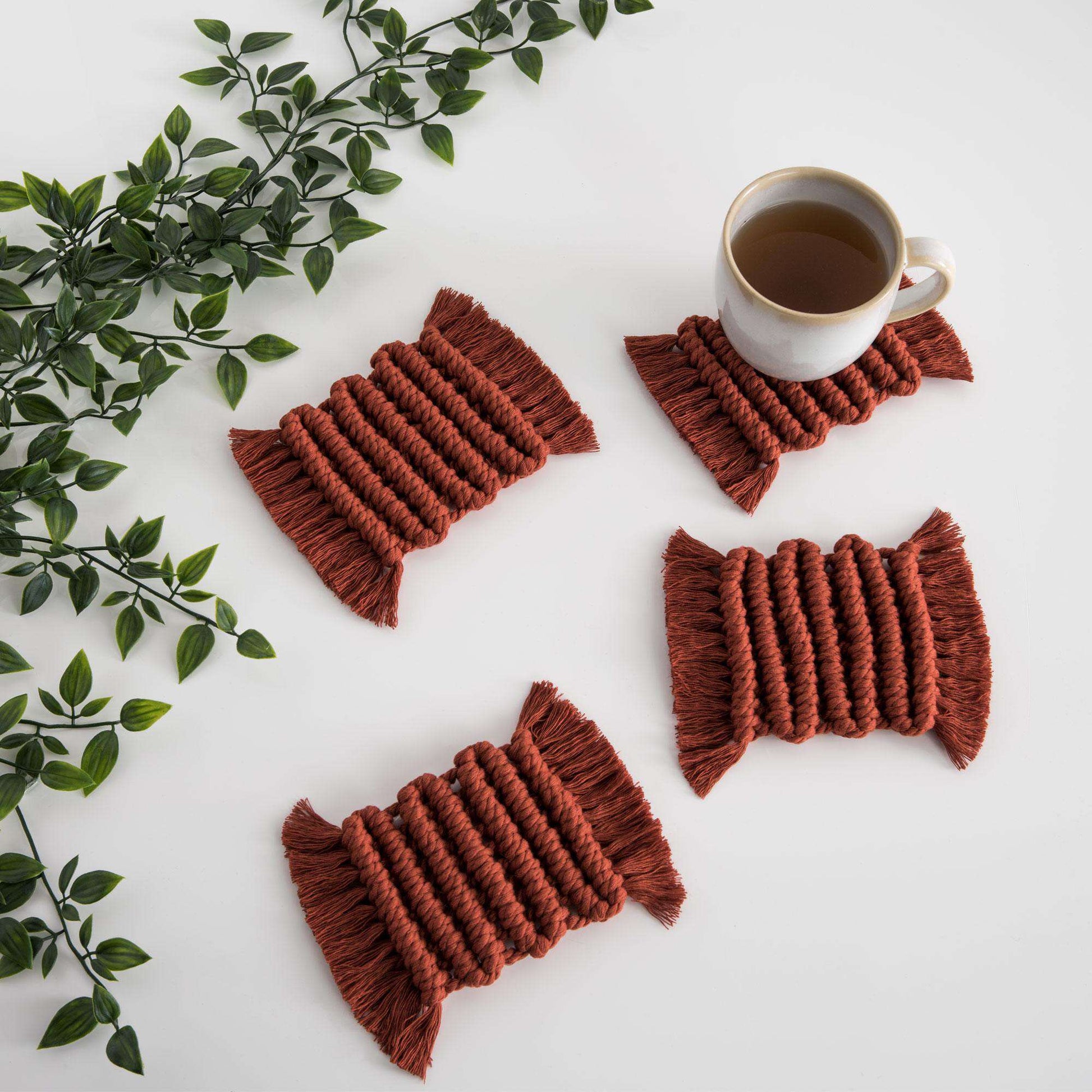 Free Easy Bernat Macrame Coasters Craft Pattern | Yarnspirations