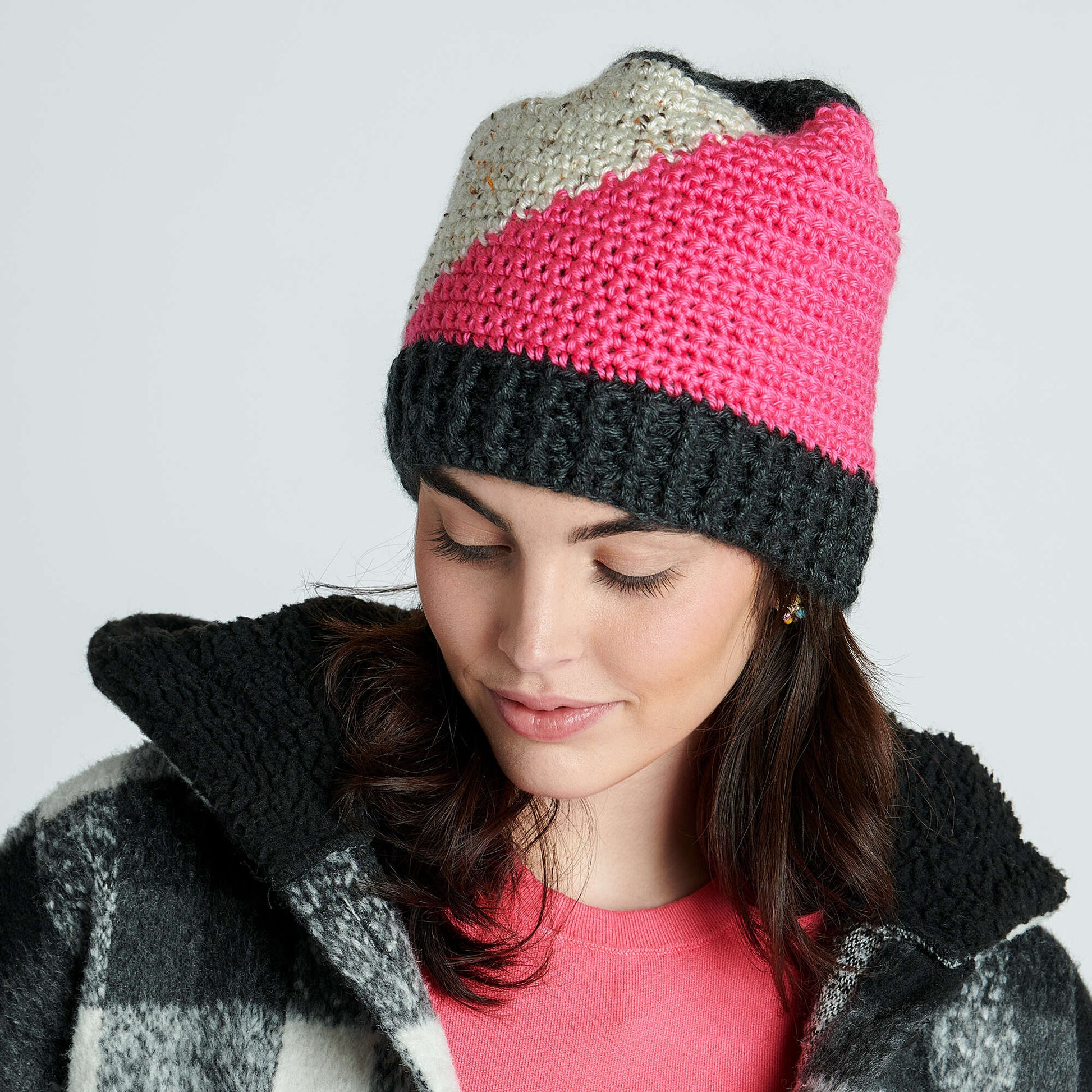 Free Easy Caron Colorblock Hat Crochet Pattern | Yarnspirations