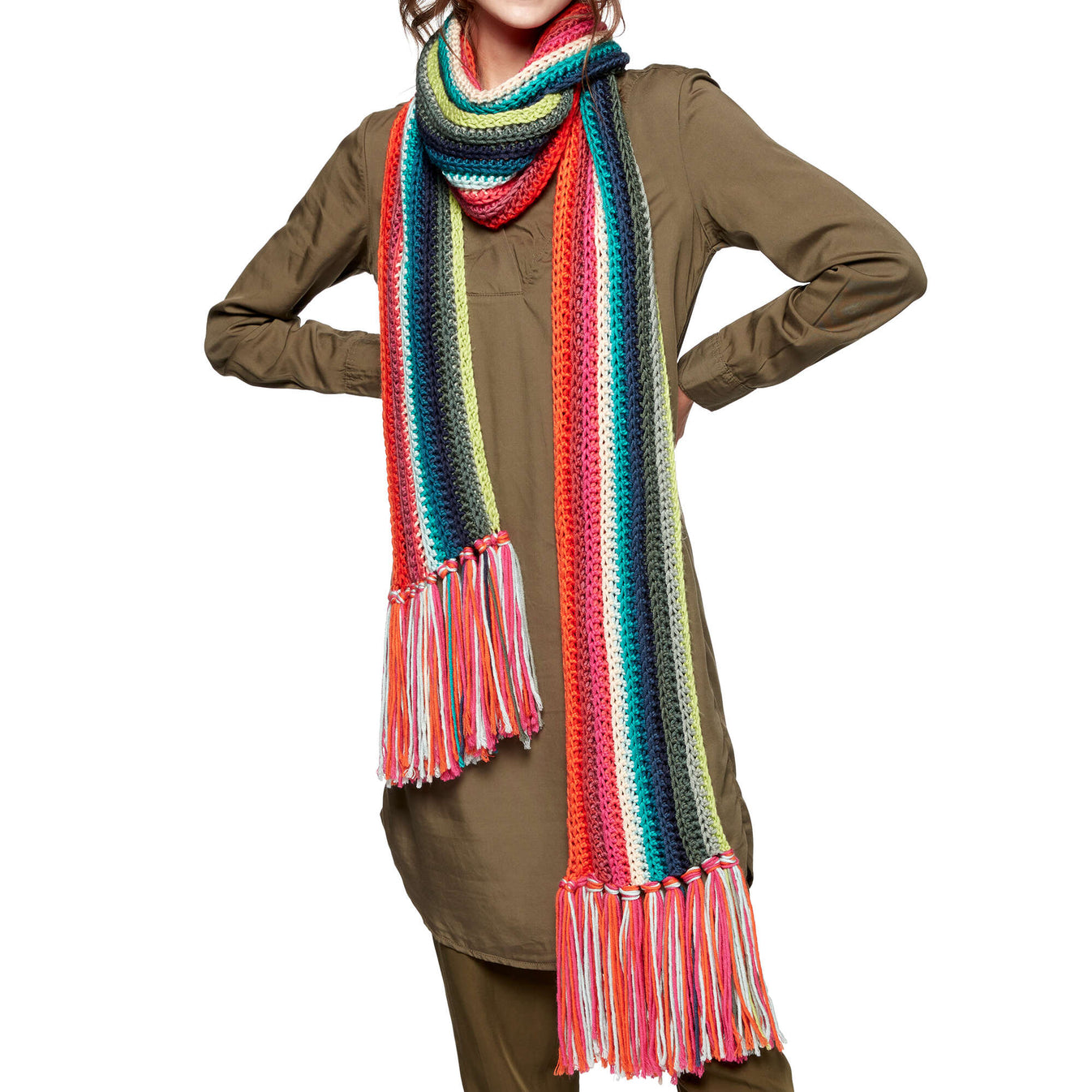 Free Easy Caron X Pantone Long Stripes Scarf Crochet Pattern ...