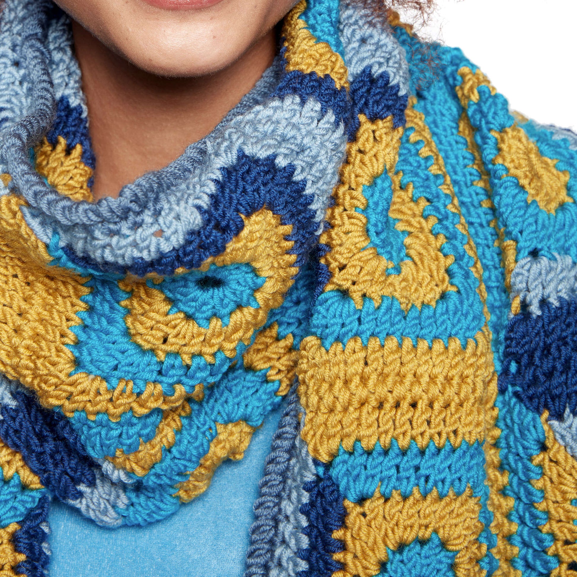 Free Easy Caron X Pantone Log Cabin Blocks Scarf Crochet Pattern ...