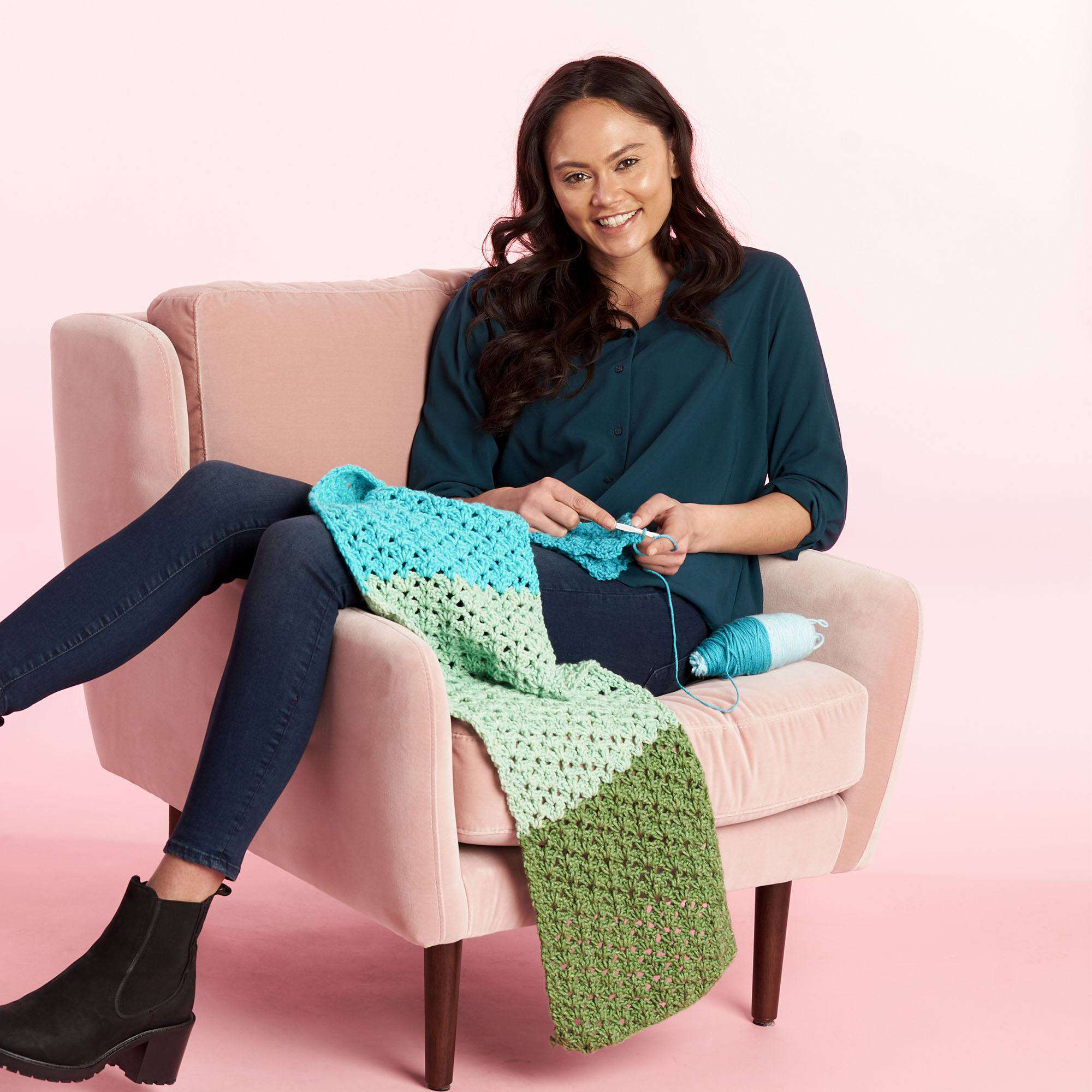 Free Easy Caron Lacy Stripes Scarf Crochet Pattern | Yarnspirations