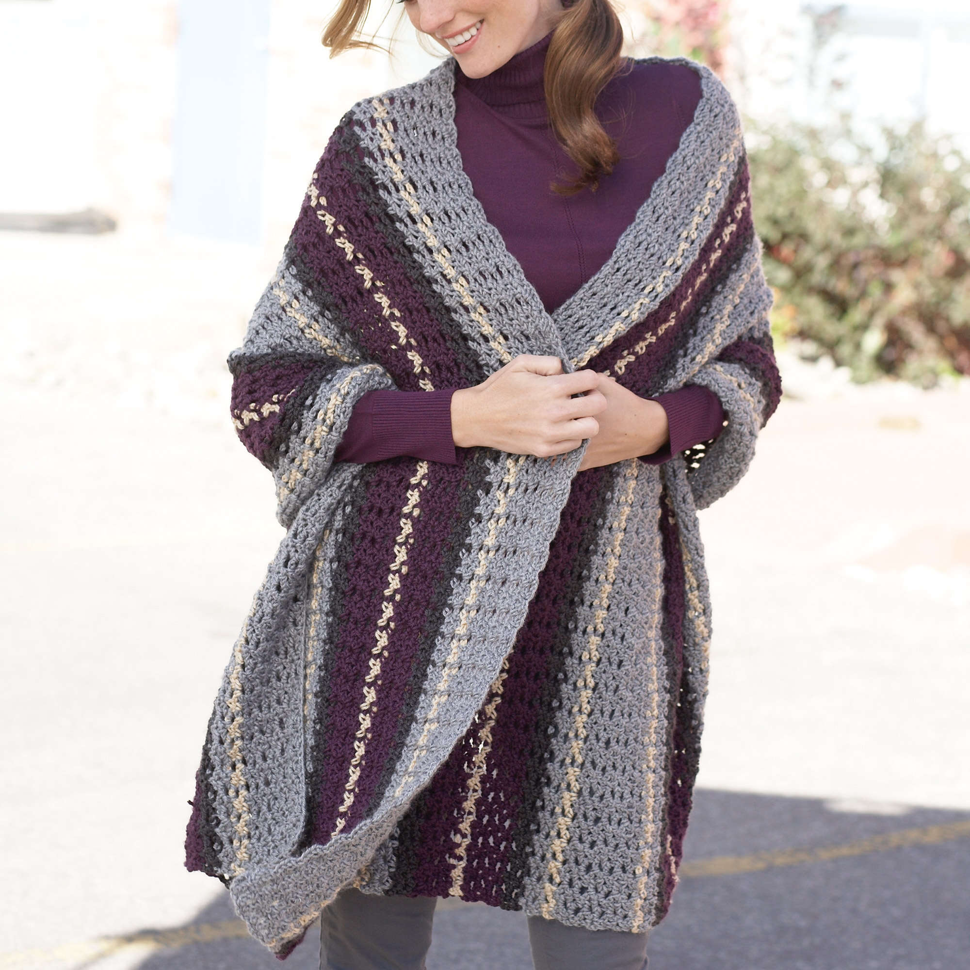 Free Easy Caron Afternoon Wrap Crochet Pattern | Yarnspirations