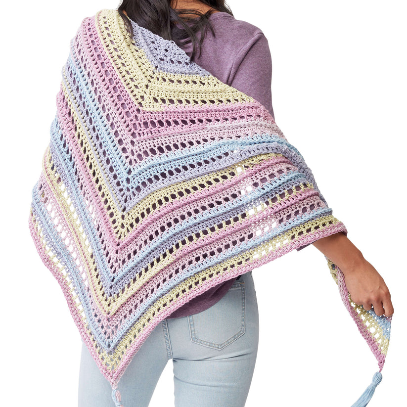 Free Easy Caron Cakes Sunset Dreams Shawl Crochet Pattern | Yarnspirations