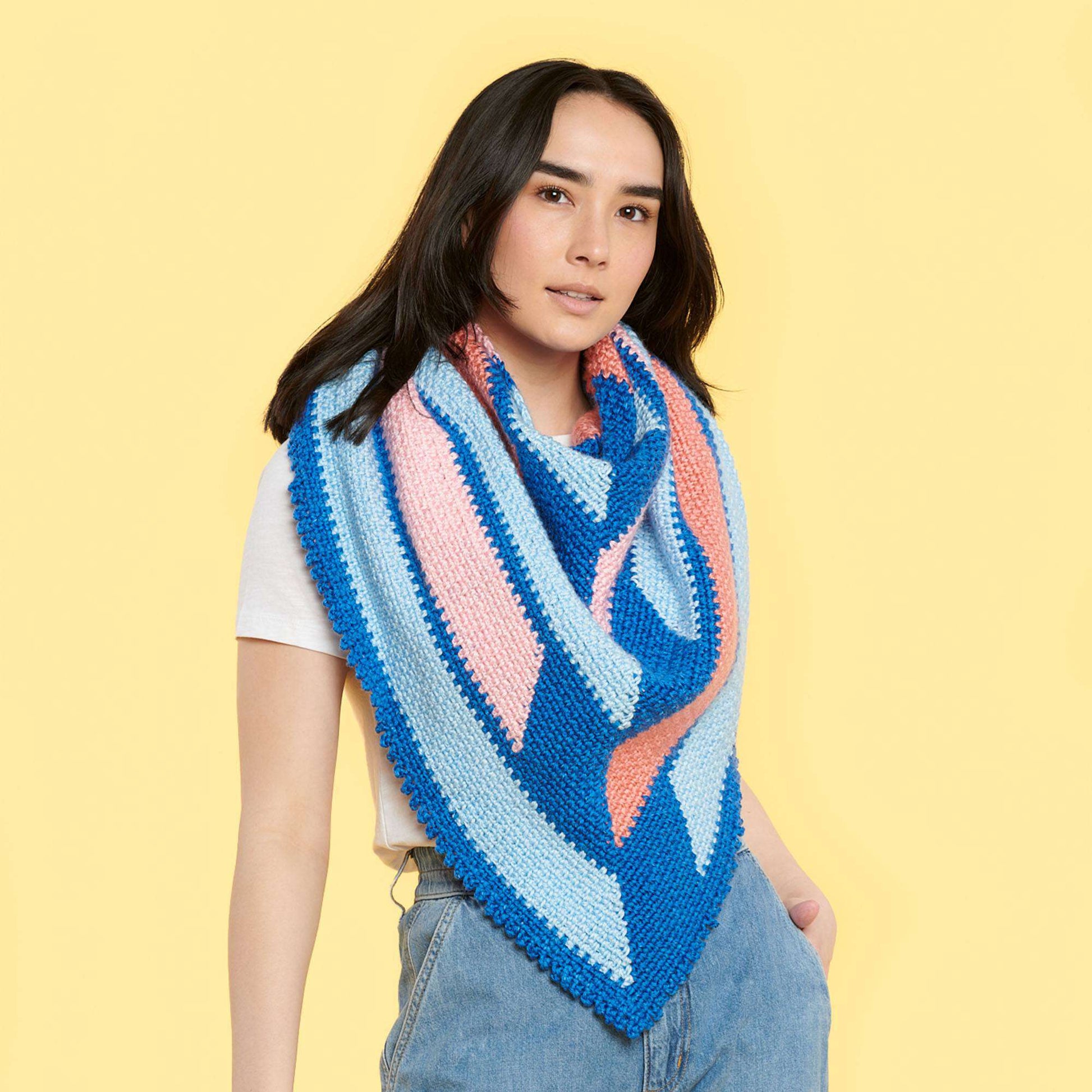 Free Caron Blocks & Stripes Shawl Crochet Pattern | Yarnspirations