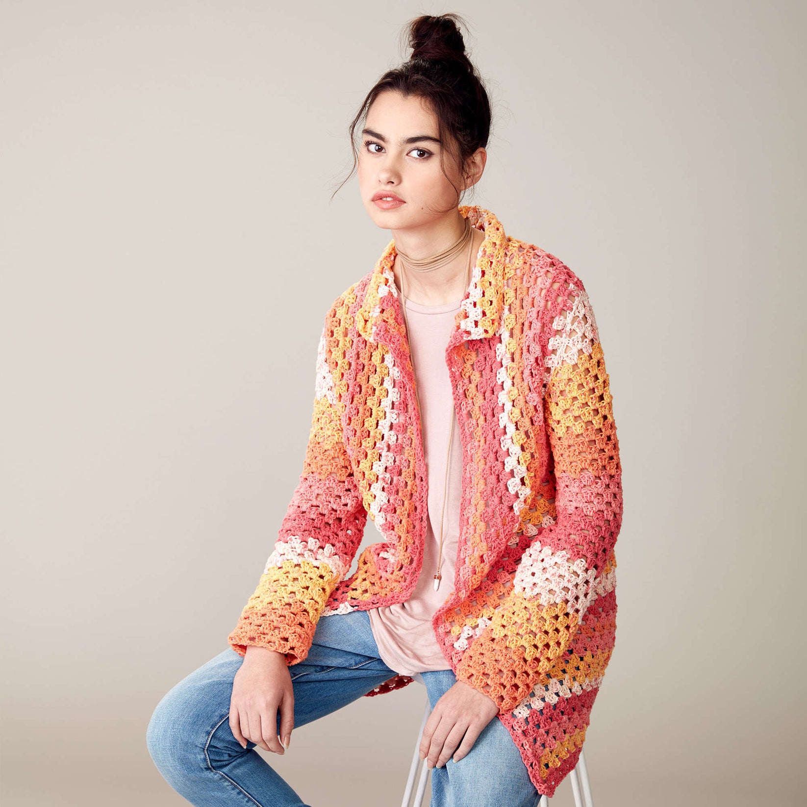 Caron Directional Granny Crochet Cardigan | Yarnspirations